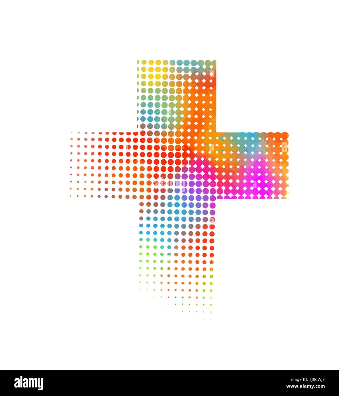 Black halftone cross on the white background. Christian symbol. Vector ...