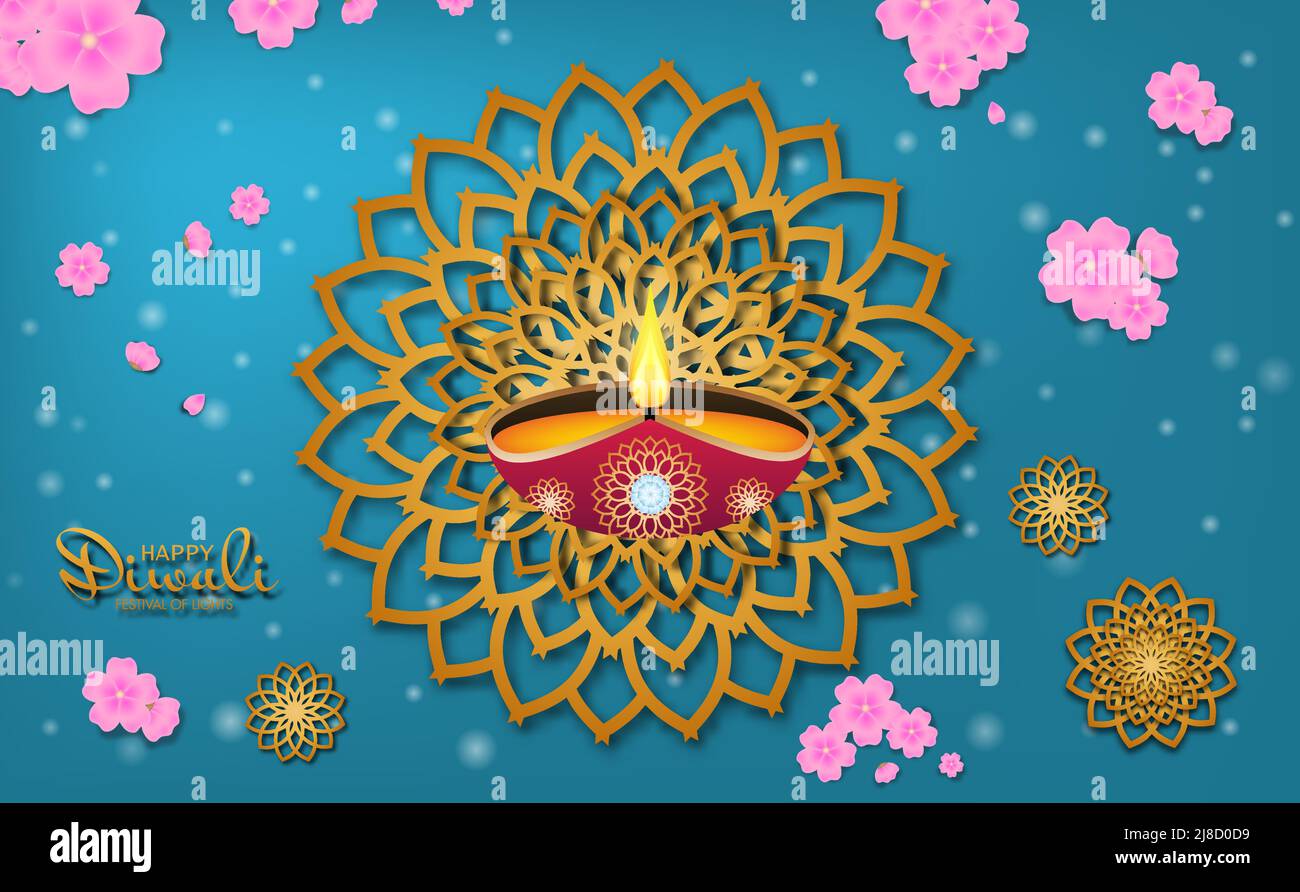 Postcard india diwali deepavali festival Lights of vector image Stock ...