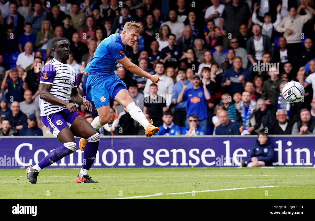 Stockport County's Will Collar scores their side's second goal of the ...