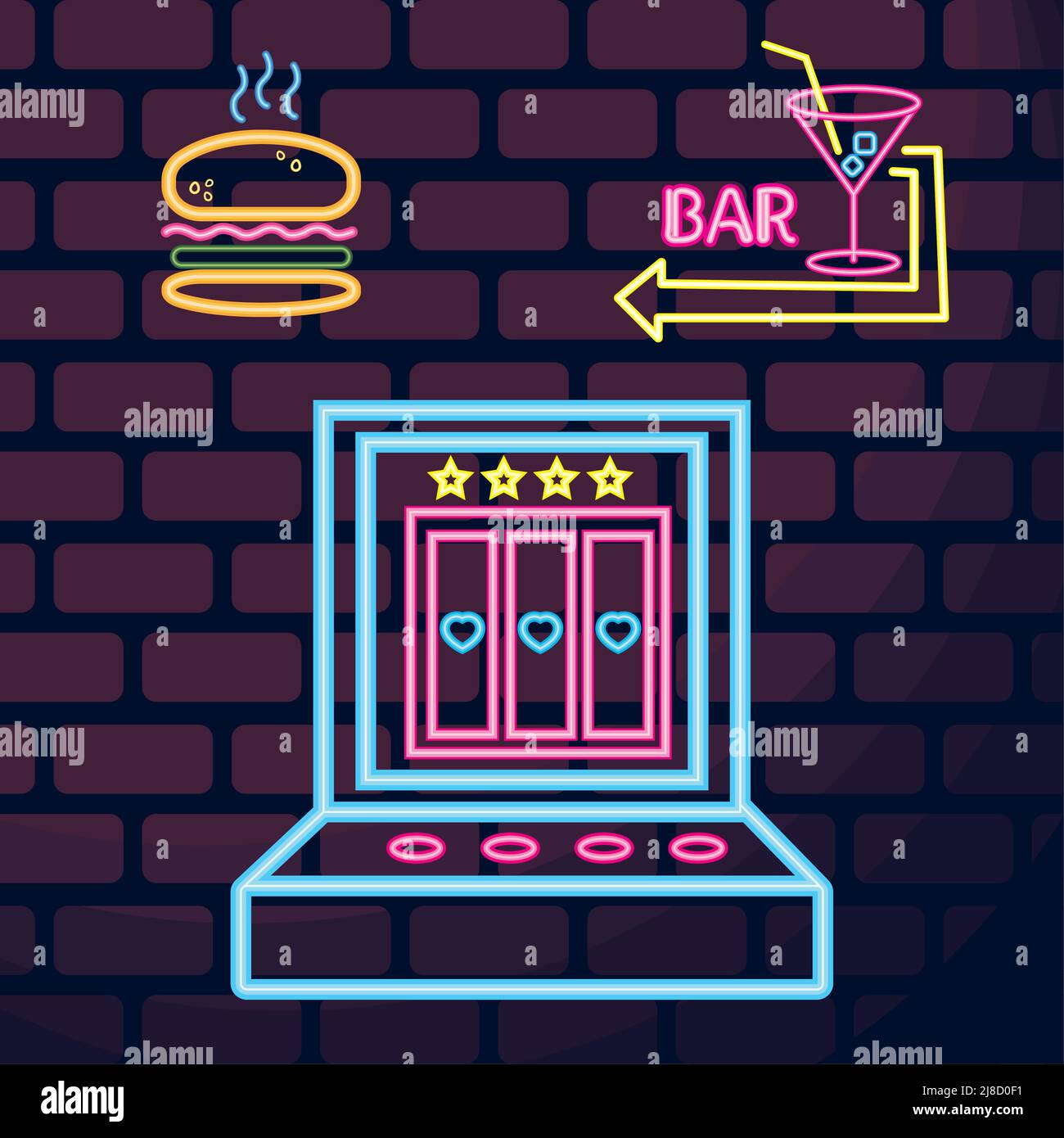 three neon sign Stock Vector Image & Art - Alamy