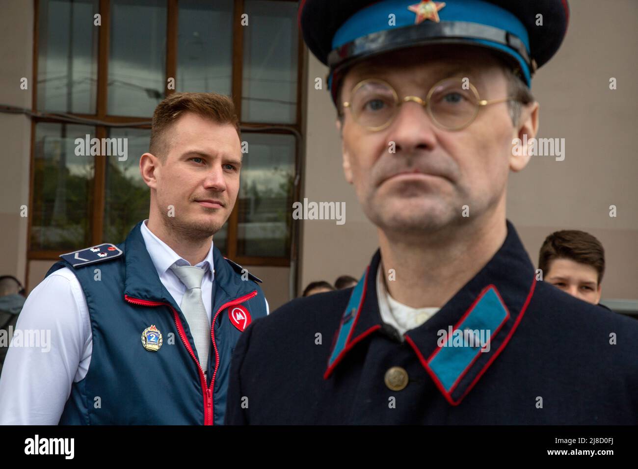 Moscow, Russia. 15th May, 2022. A metro station employees in a modern ...