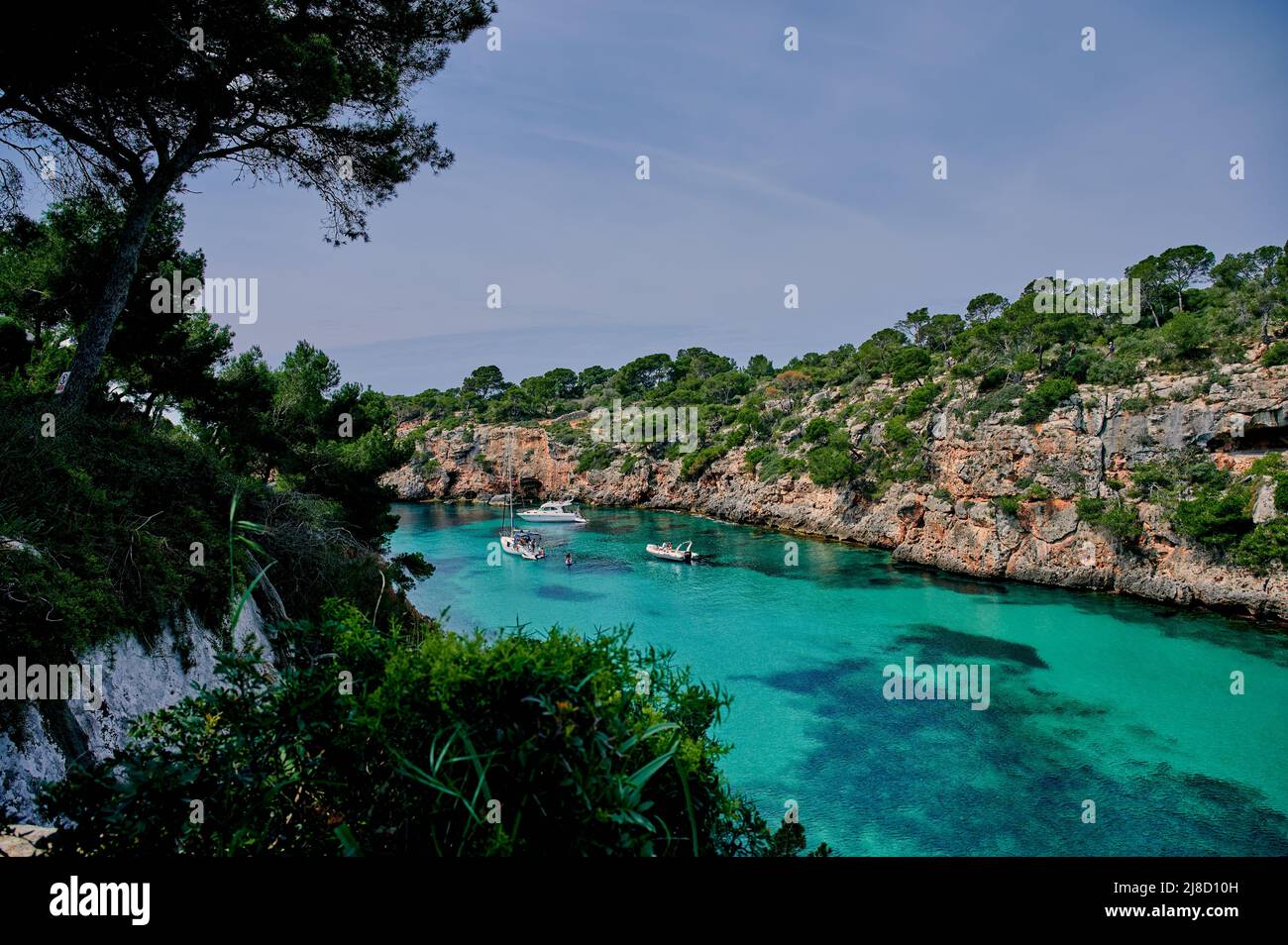 boats in the bay Cala Pi of Majorca Stock Photo - Alamy