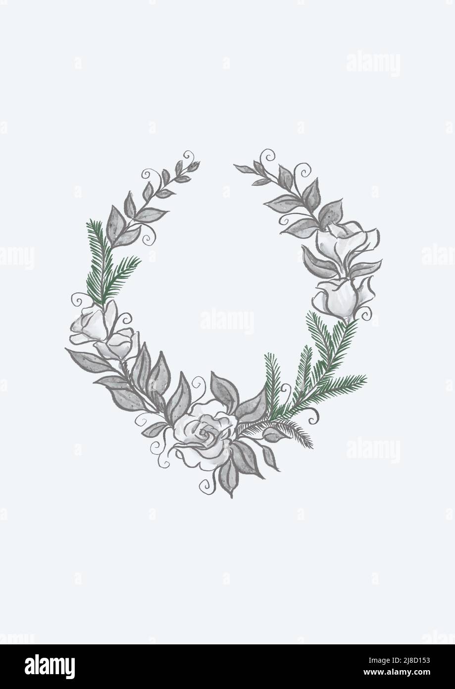 floral wreath hand drawn Stock Photo - Alamy