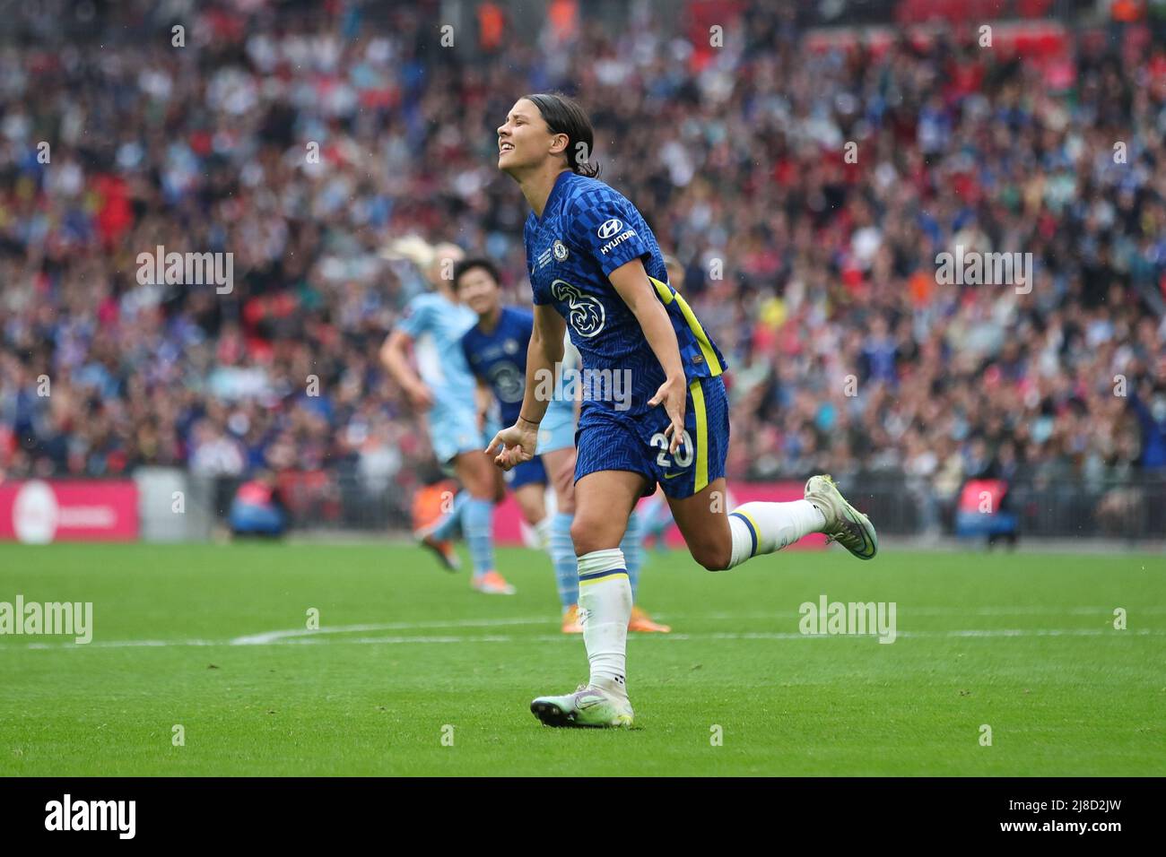 London, England, 15th May 2022. Sam Kerr of Chelsea scores their side's ...