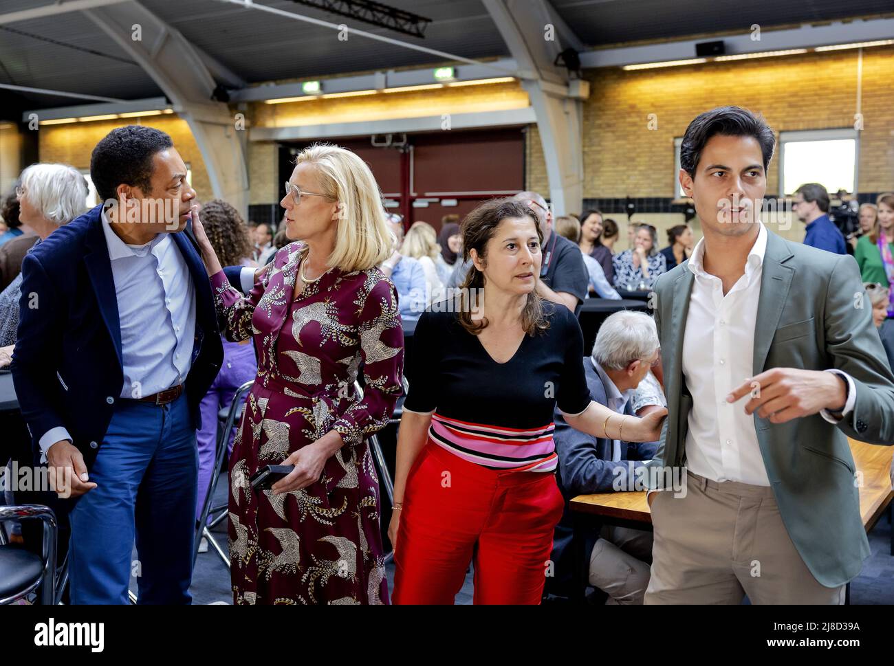 2022-05-15 15:58:38 DEN BOSCH - Party leader Sigrid Kaag, Franc Weerwind and Rob Jetten during a ...