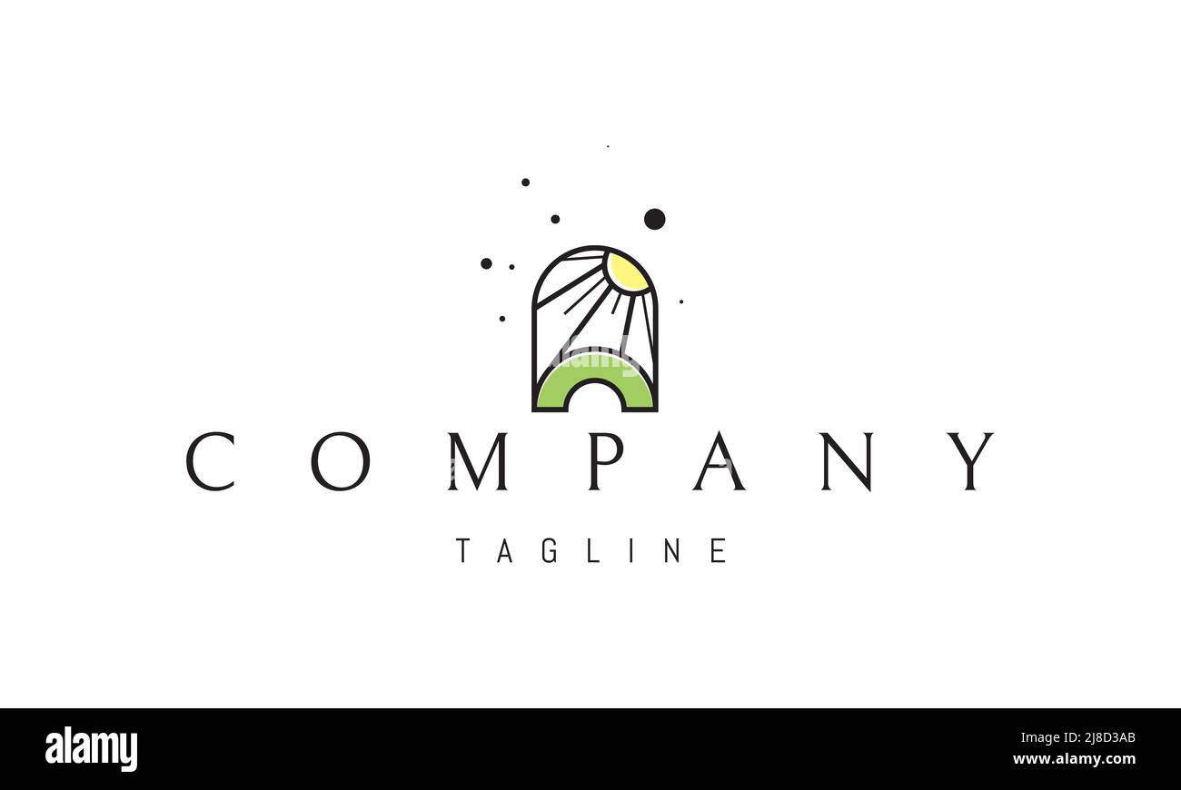 Vector logo on which an abstract image of a playground and the sun ...