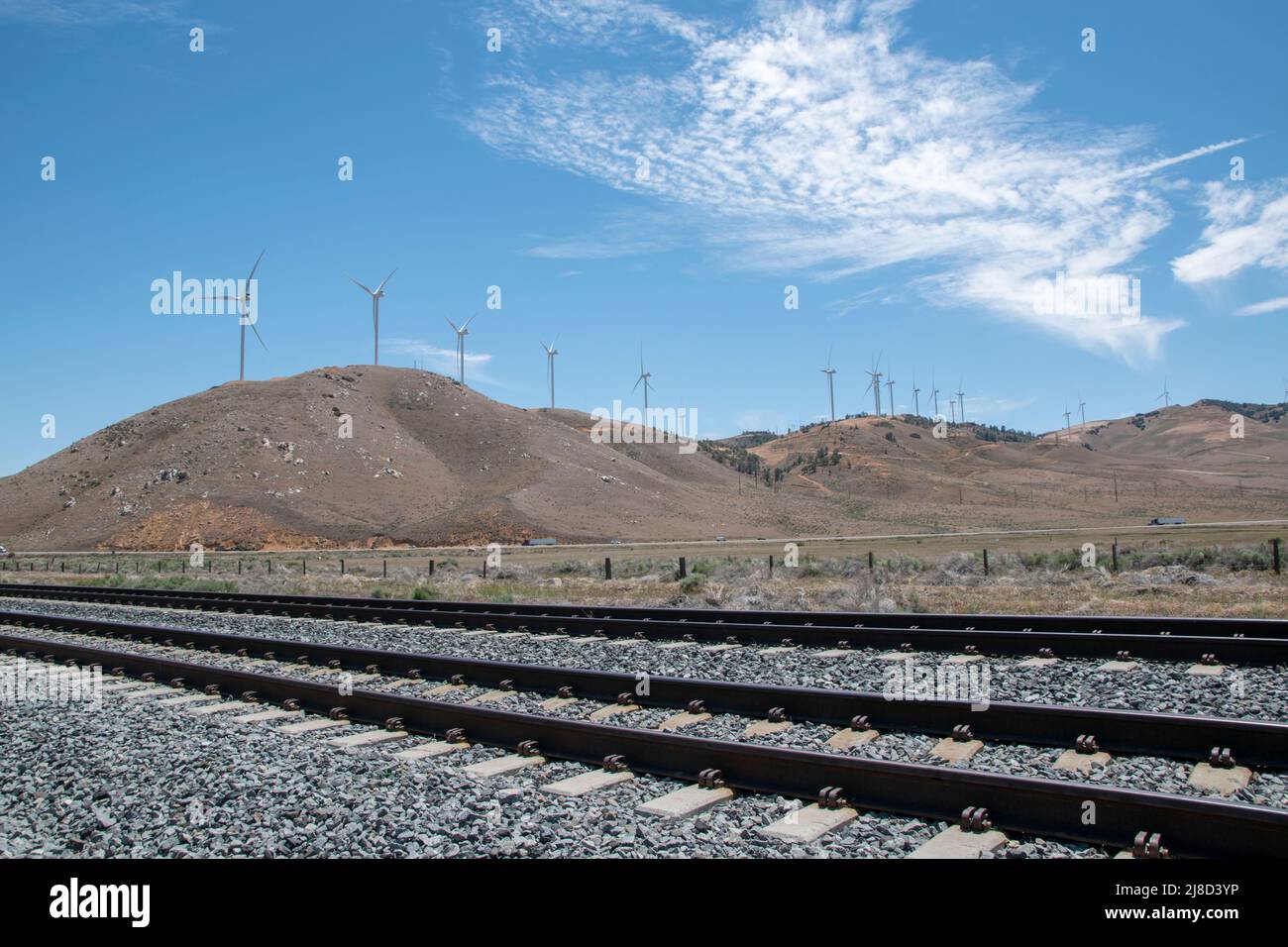 Tehachapi, CA is a windy area and a mecca for wind turbines Stock Photo ...