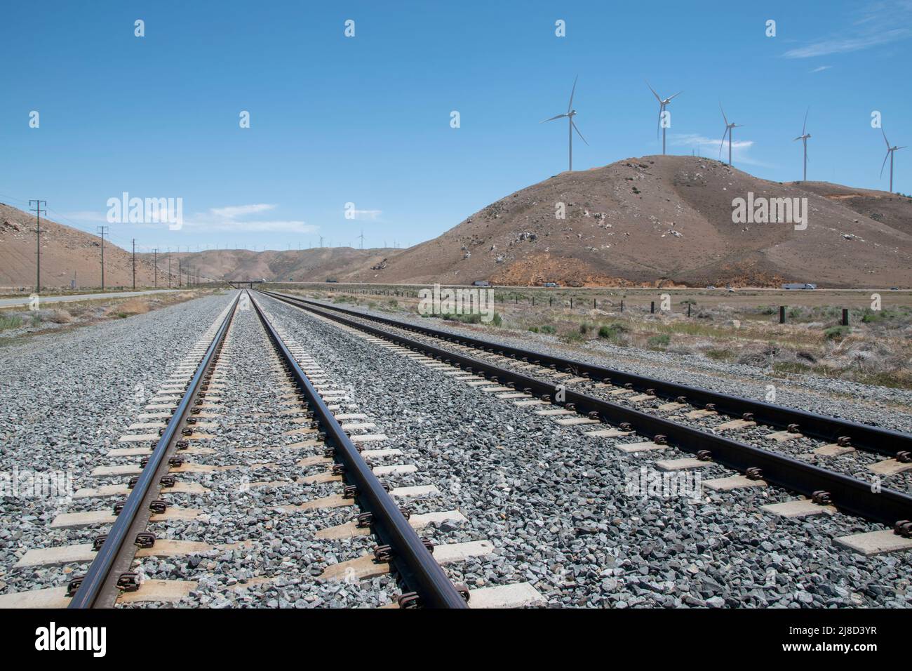 Tehachapi, CA is a windy area and a mecca for wind turbines Stock Photo ...