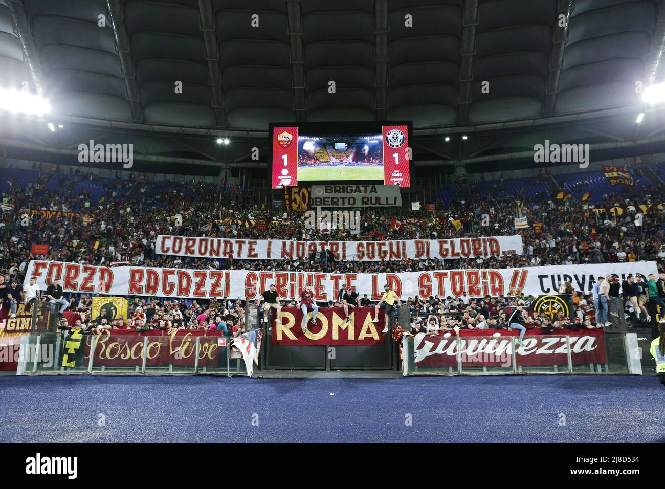 Roma supporters during the Italian championship Serie A football match ...