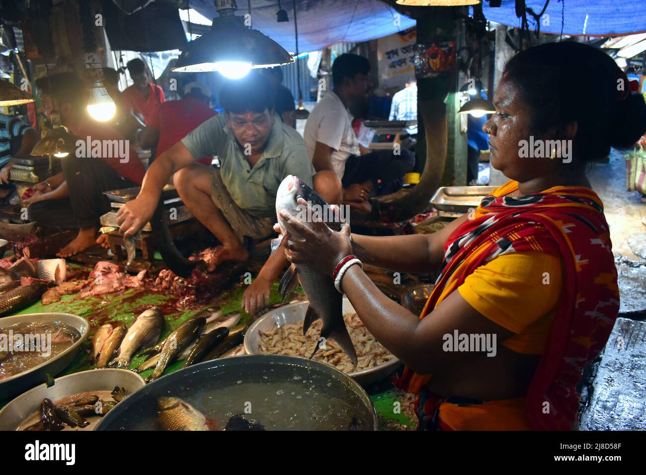 A woman selling fish in a market in Kolkata. (Photo by Sudipta Das ...