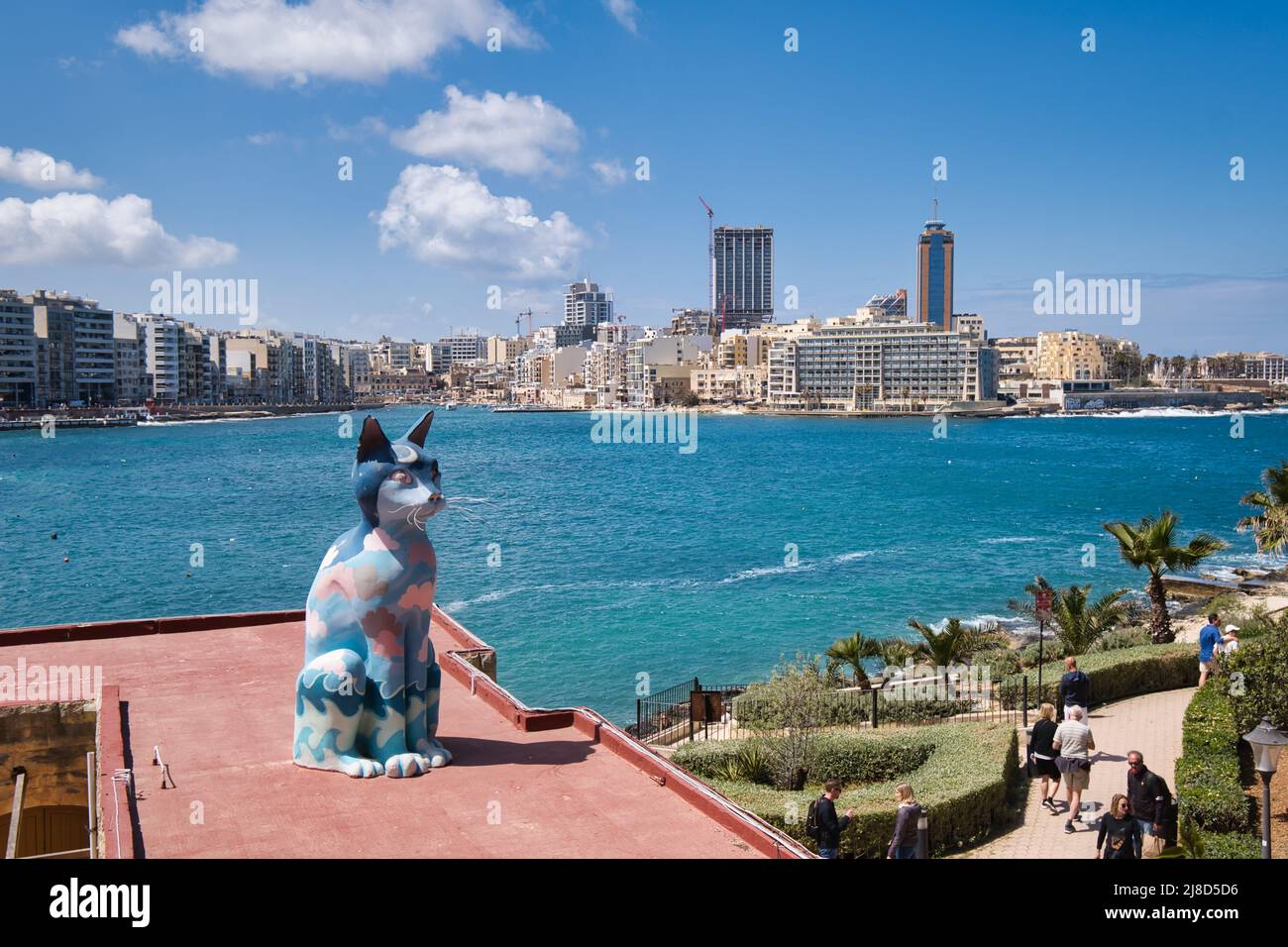 Colorful big cat statue at the Indipendence Garden in Sliema Stock ...