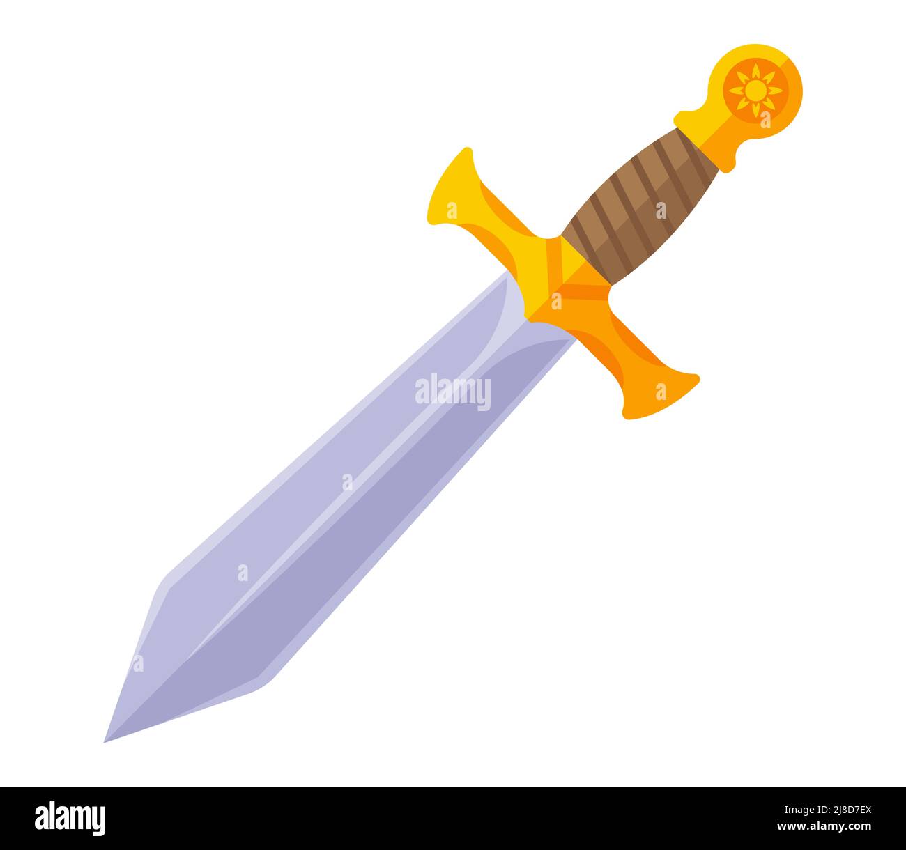 a long sword with a golden handle from the Middle Ages. flat vector ...