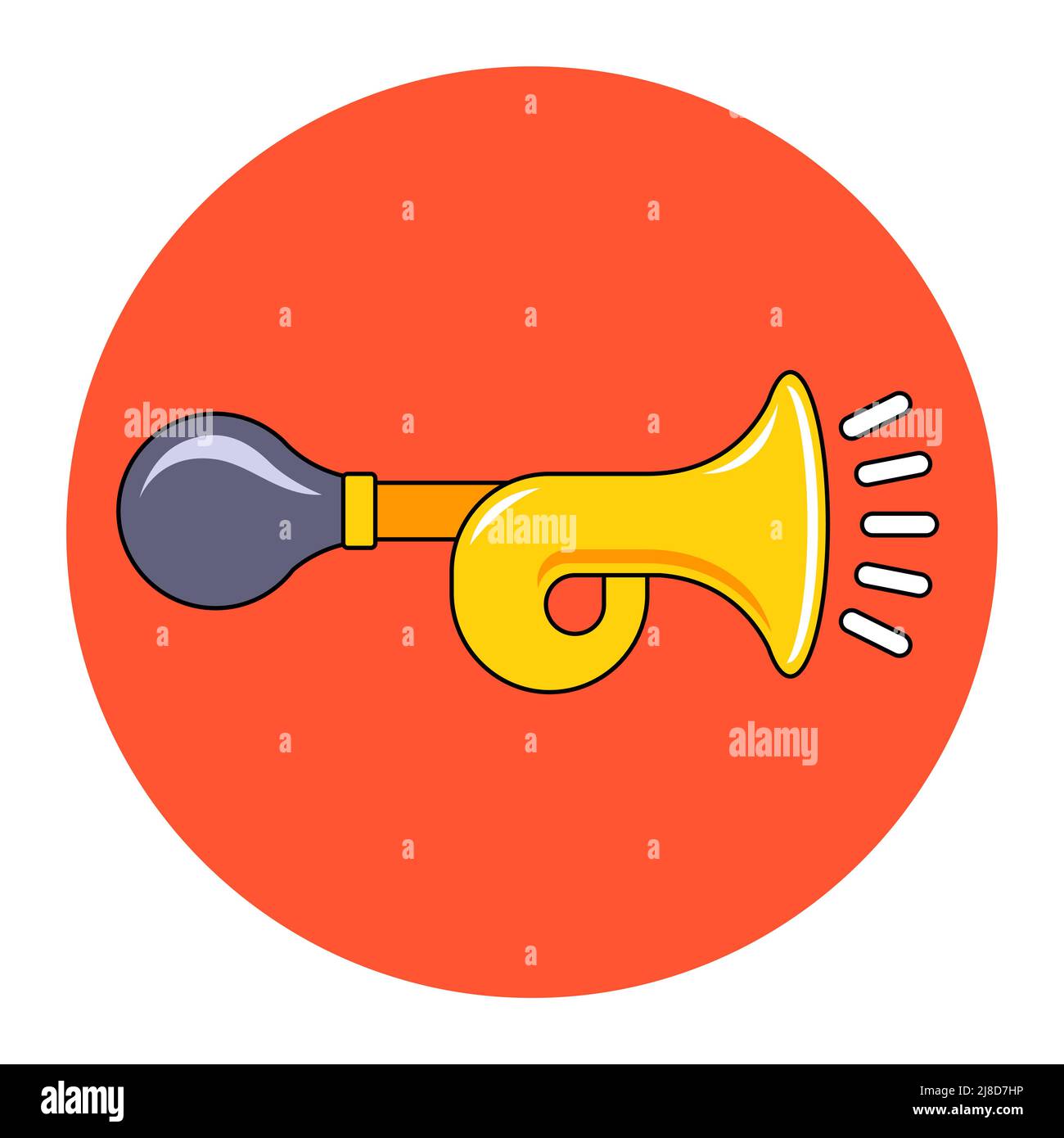 the yellow horn makes a loud sound. flat vector illustration Stock ...