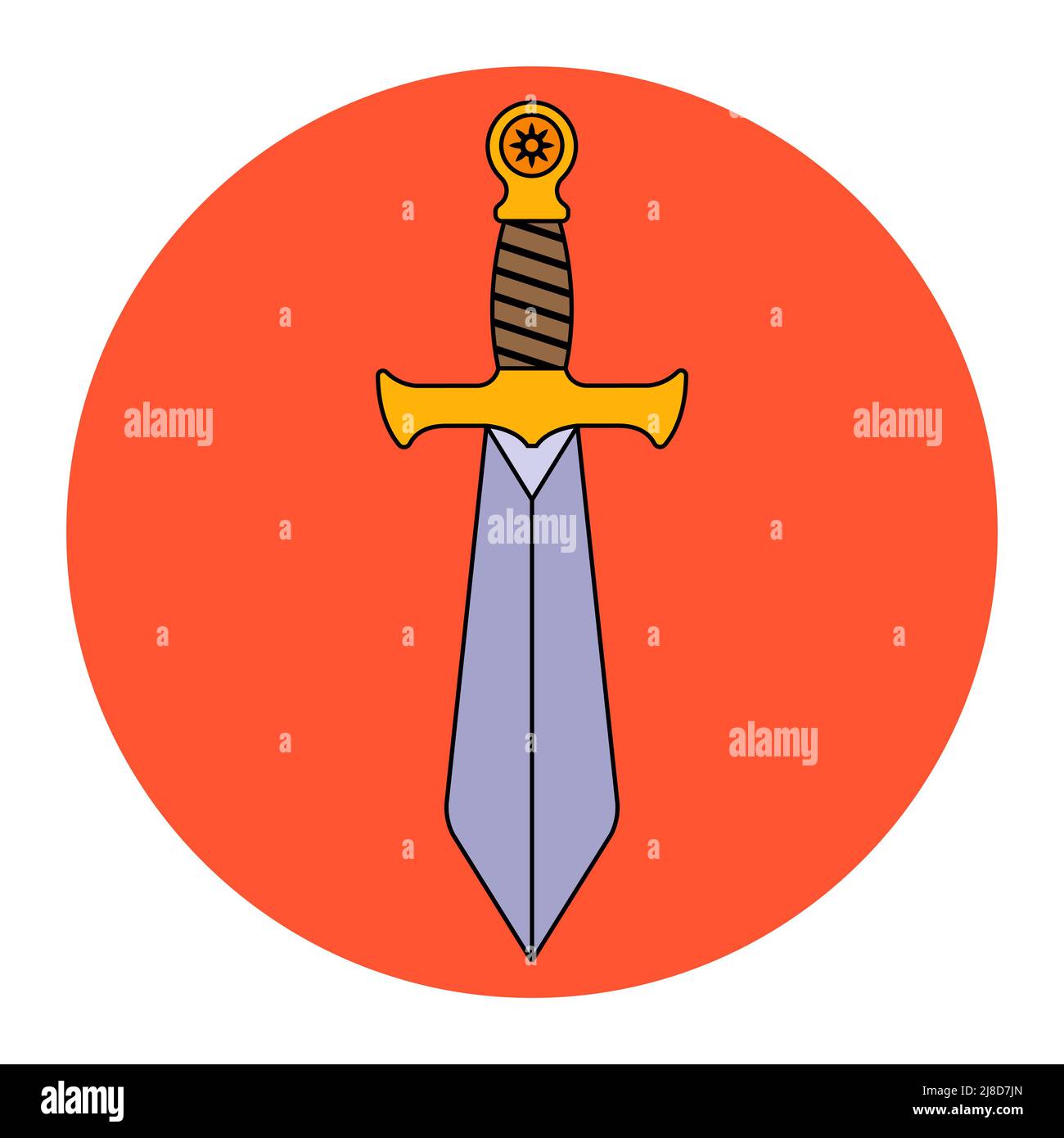 a long sword with a golden handle from the Middle Ages. flat vector ...