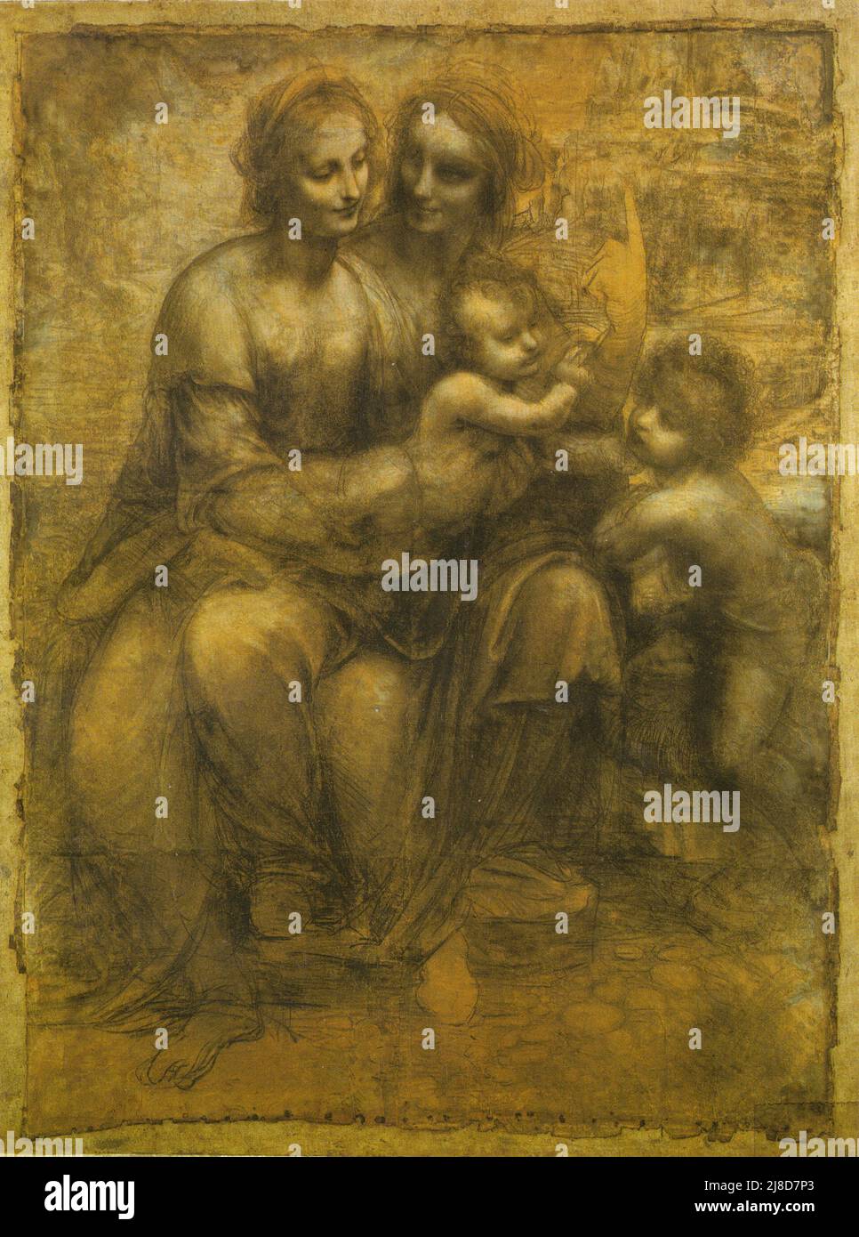 CARTOON FOR A VIRGIN AND CHILD WITH ST ANNE AND THE INFANT ST JOHN ...