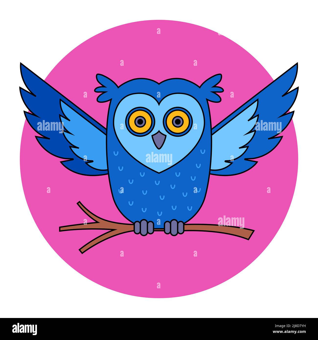 blue owl flies and hunts. flat vector illustration Stock Vector Image ...