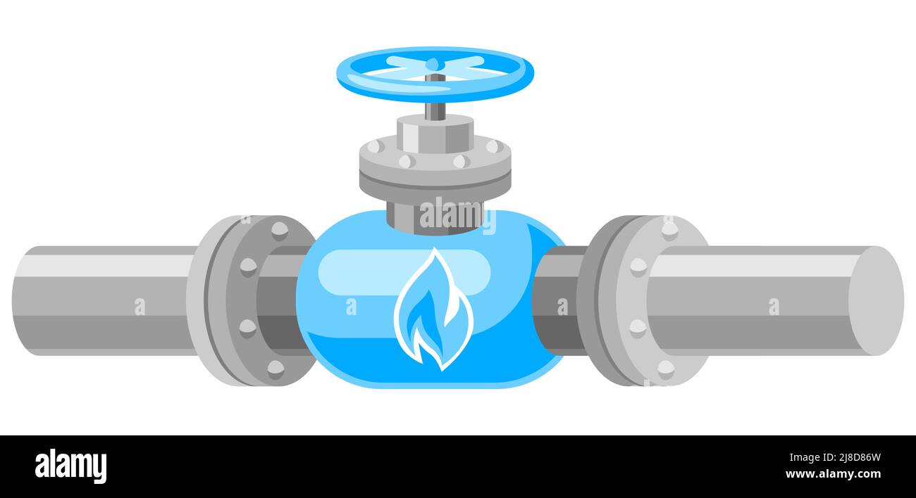 Illustration of shut off valve on natural gas pipe. Industrial and ...