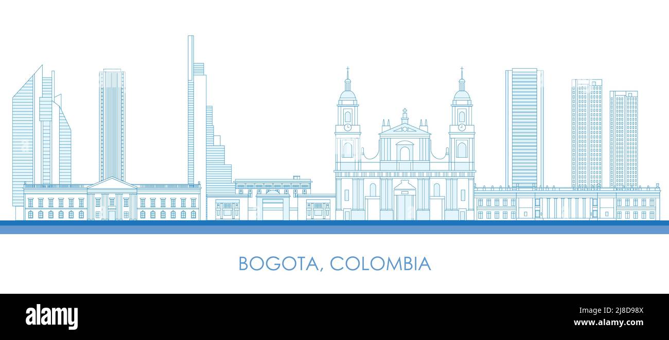Outline Skyline panorama of city of Bogota, Colombia - vector ...