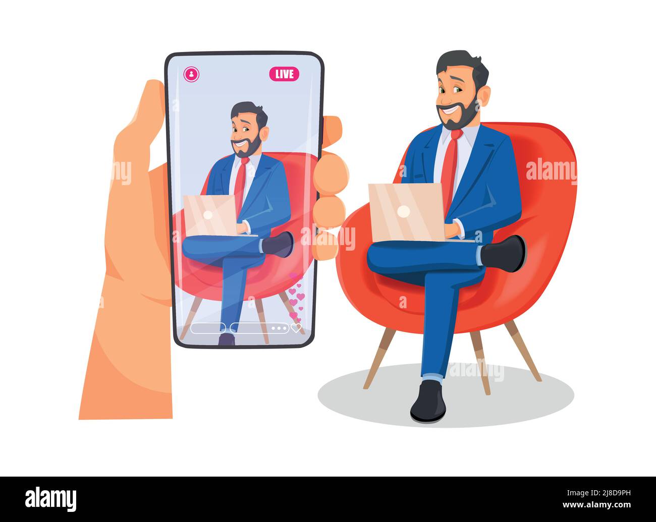 Person live streaming from a phone Cut Out Stock Images & Pictures - Alamy
