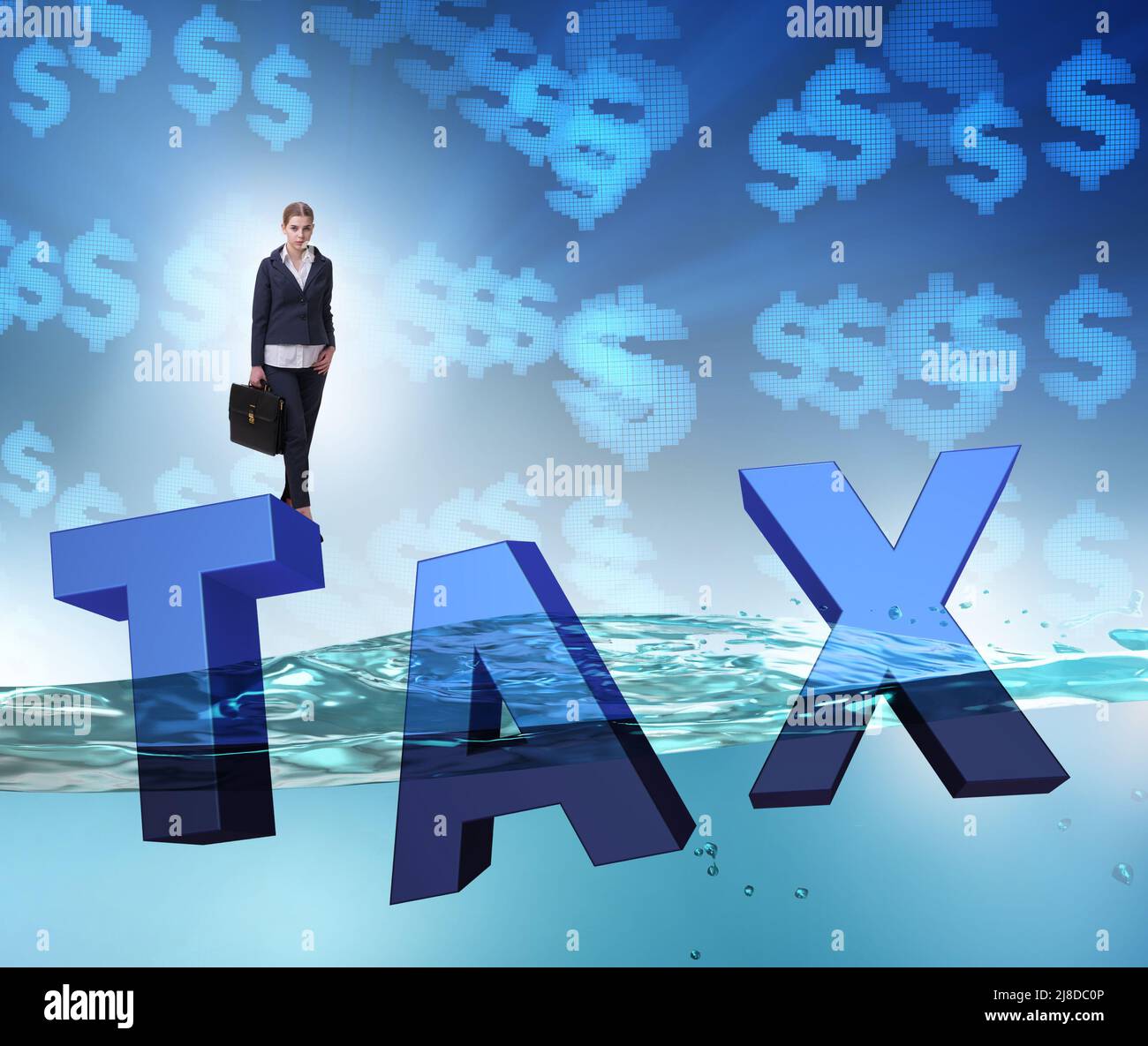 The businesswoman having problems with paying taxes Stock Photo - Alamy