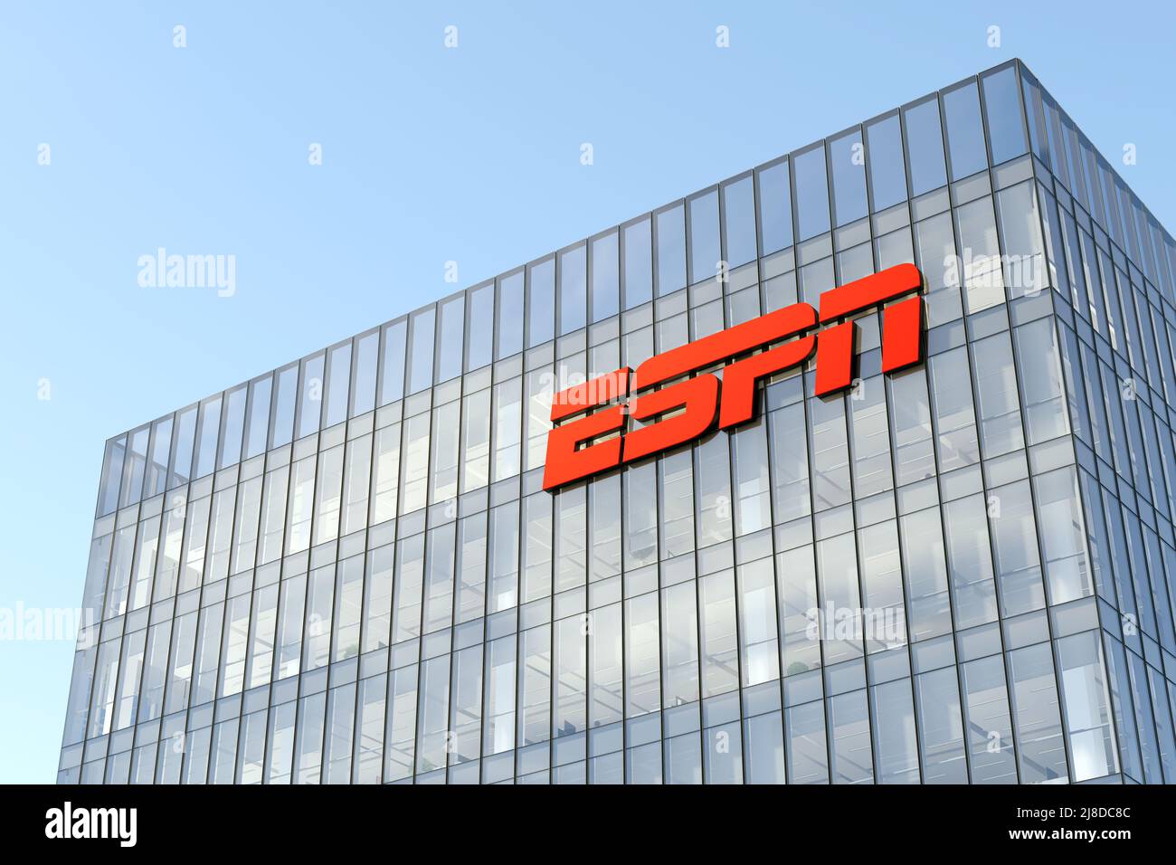 Bristol, CT, USA. May 2, 2022. Editorial Use Only, 3D CGI. ESPN Signage ...