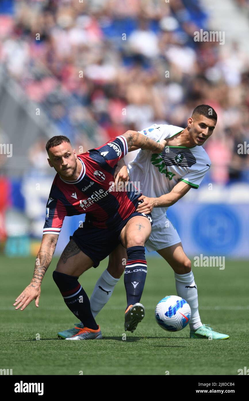 Marko Arnautovic (Bologna)Mert Muldur (Sassuolo) during the Italian ...