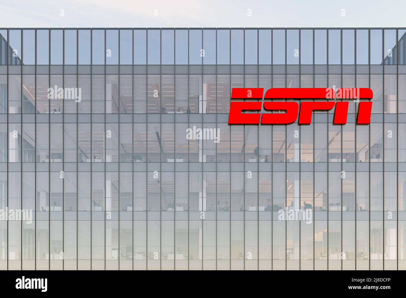 Bristol, CT, USA. May 2, 2022. Editorial Use Only, 3D CGI. ESPN Signage ...