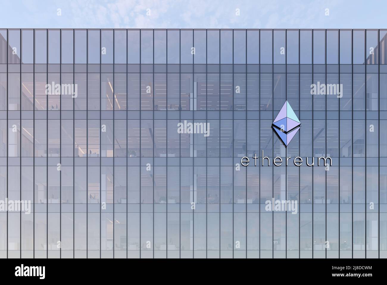Ethereum Altcoin Signage on the Glass High Rise Building. ETH Workplace ...