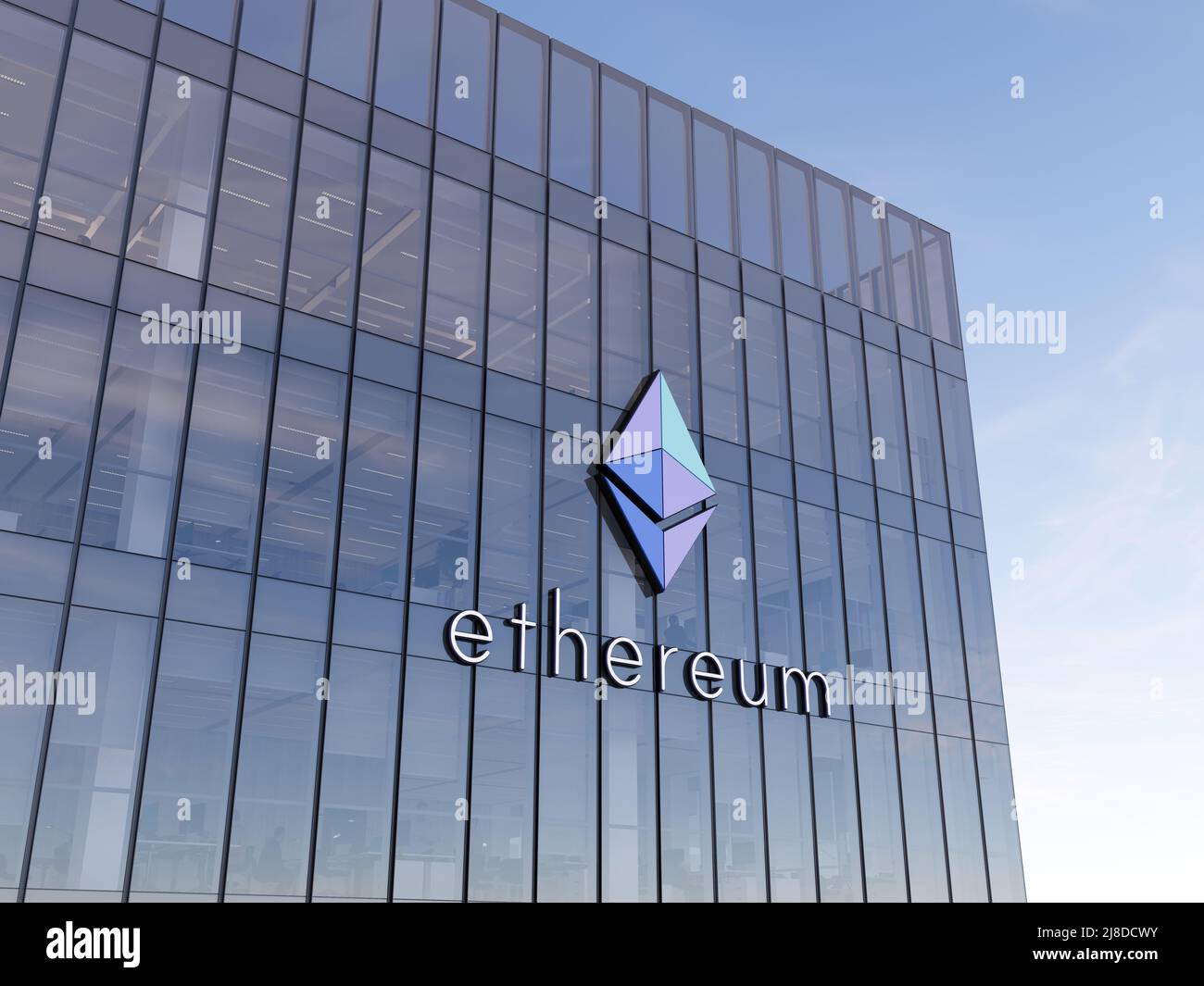 Ethereum Altcoin Signage on the Glass High Rise Building. ETH Workplace ...