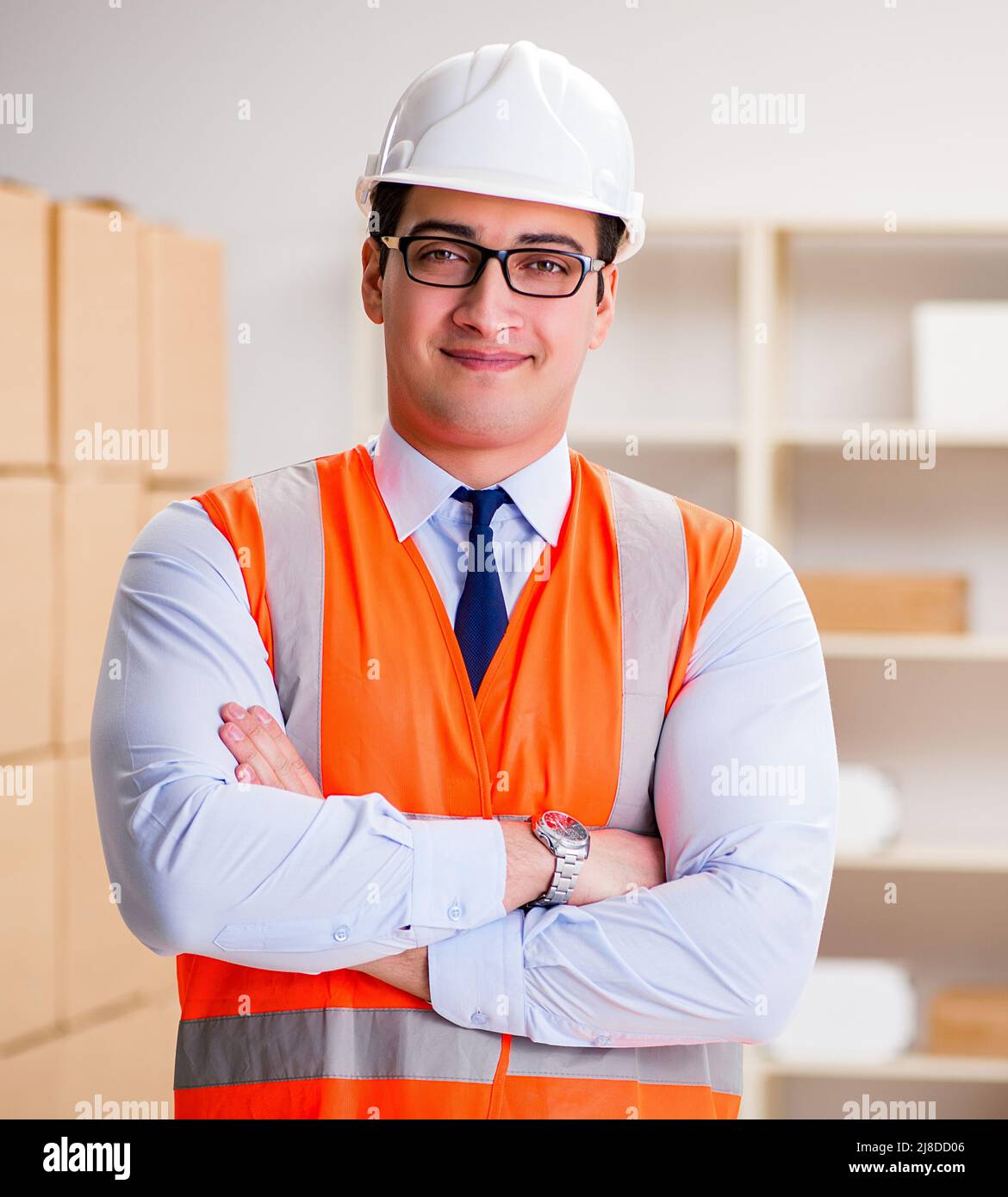 The man working in postal parcel delivery service office Stock Photo ...