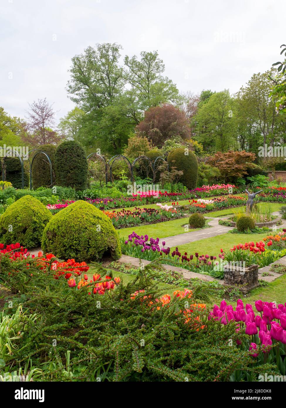 Chenies Manor Garden.Portrait view of the beautiful Sunken garden with ...