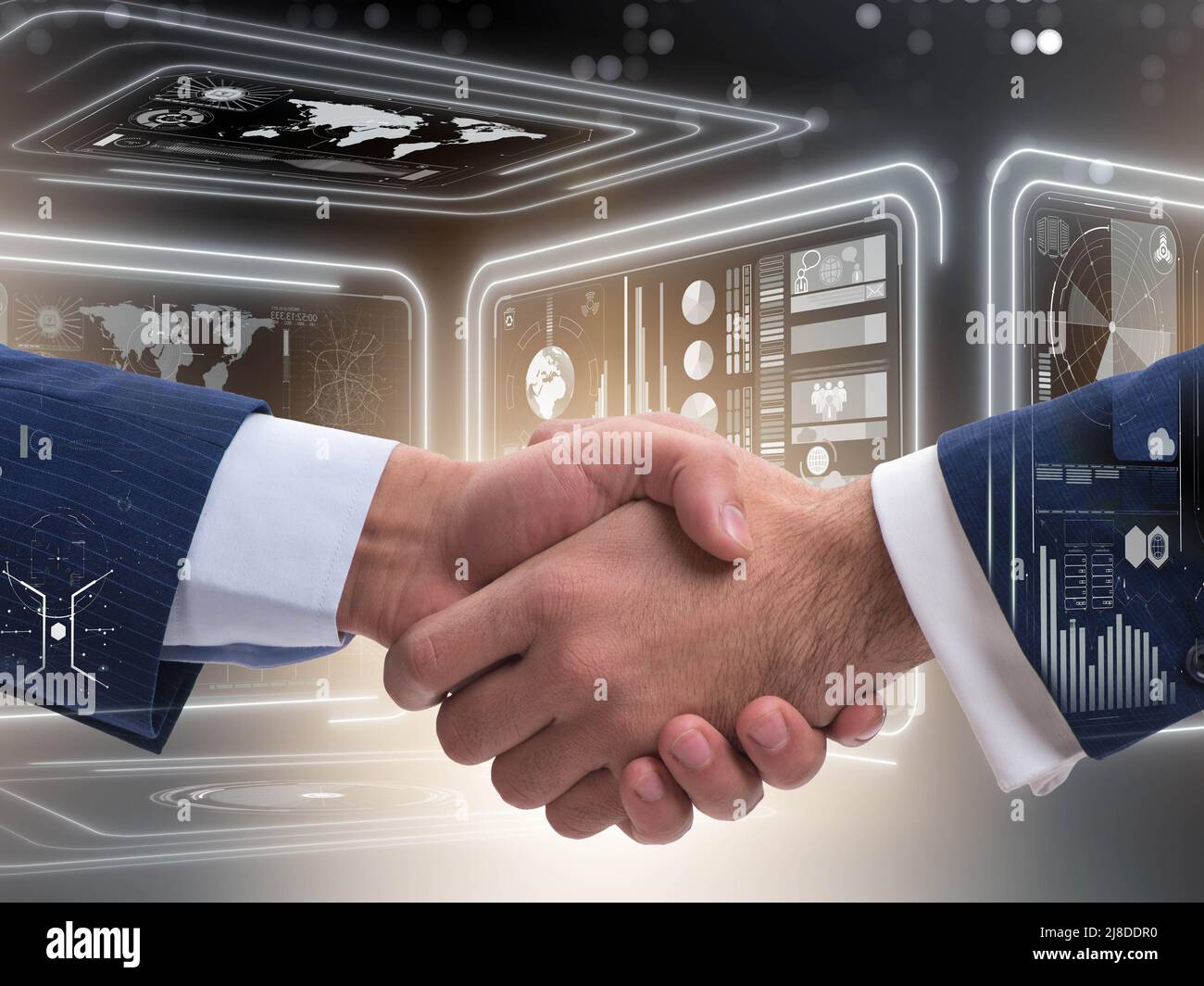 The handshake concept - business metaphor illustration Stock Photo - Alamy