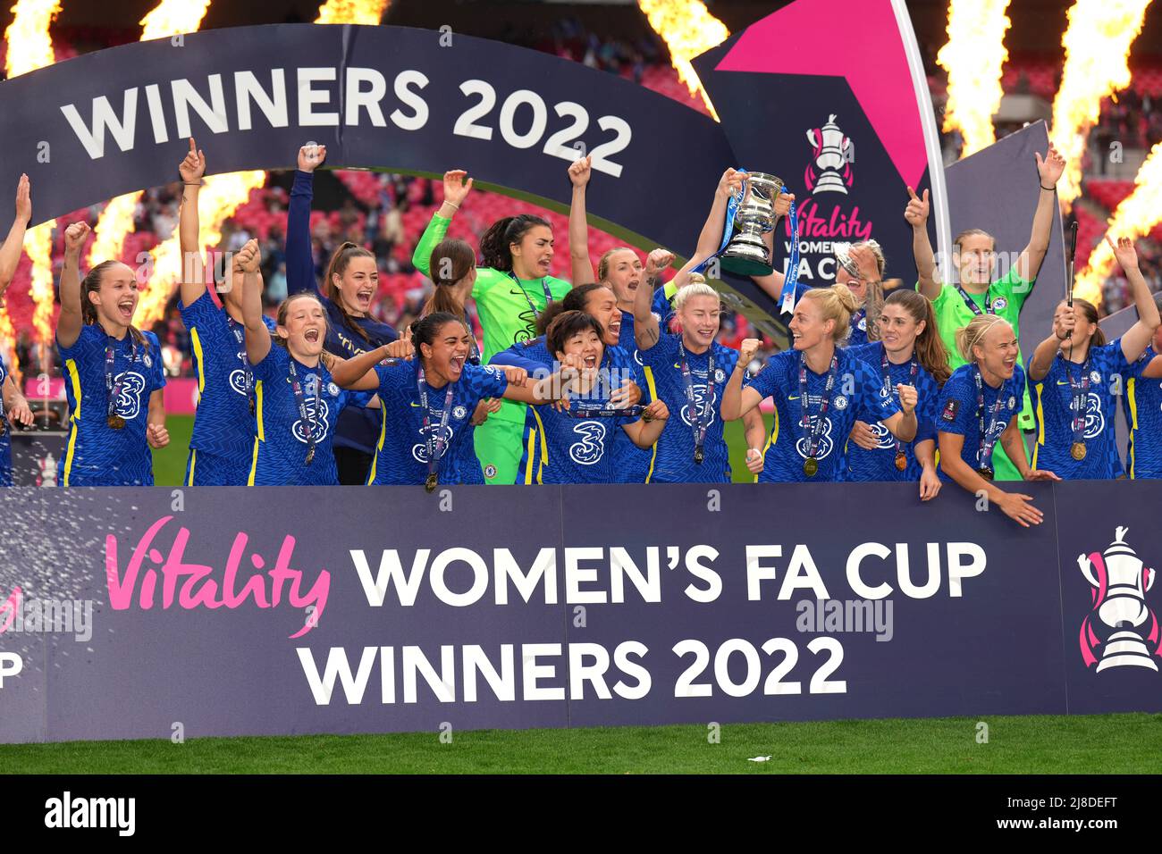 Chelsea celebrate with the trophy after winning the Vitality Women's FA ...