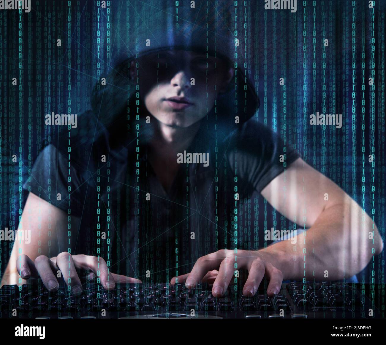 The young hacker in digital security concept Stock Photo - Alamy