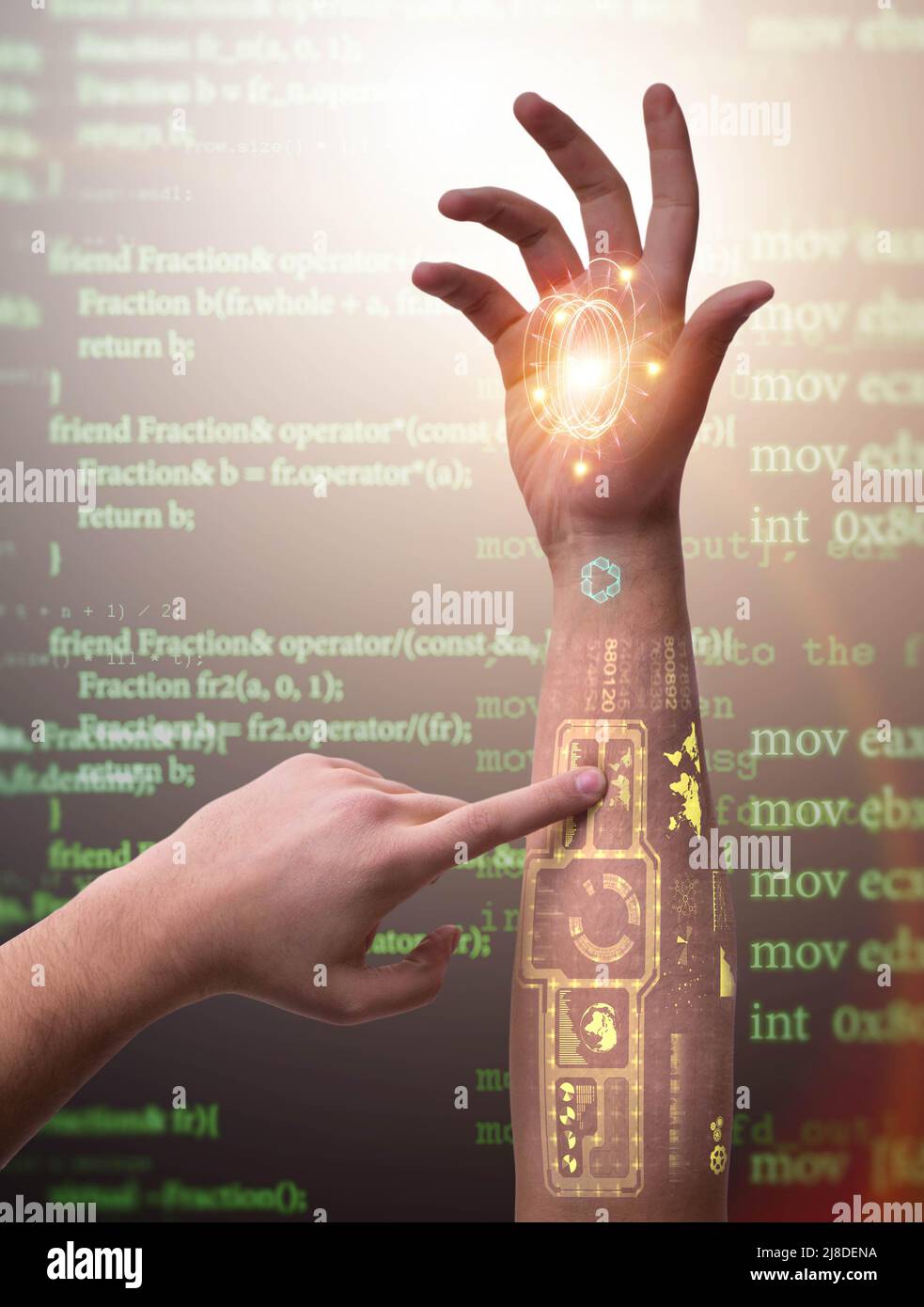 The human robotic hand in futuristic concept Stock Photo - Alamy