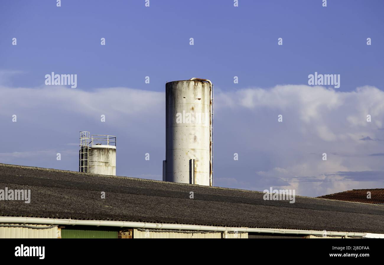 Detail of tanks in an old factory, industry Stock Photo - Alamy