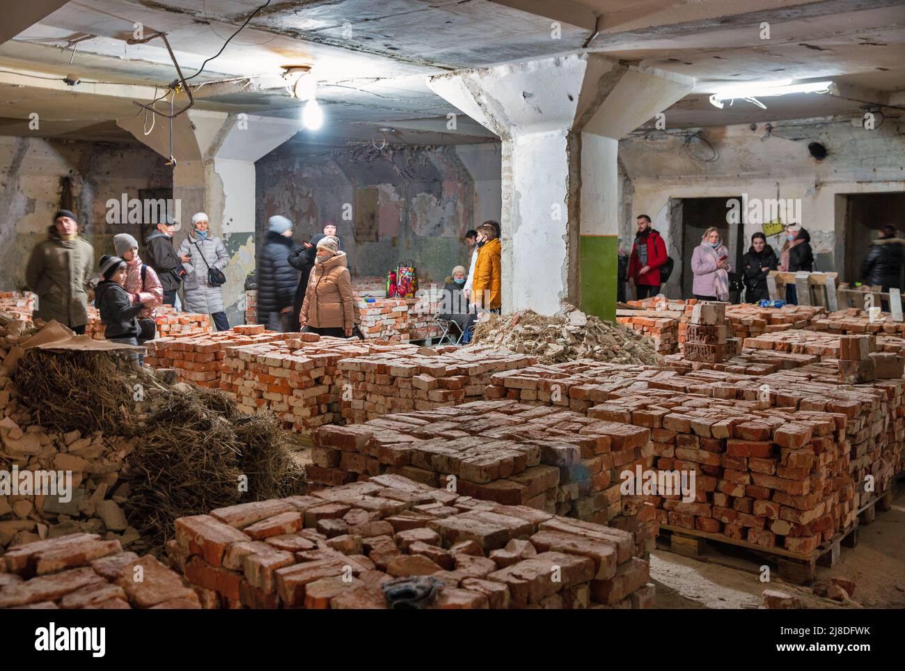 Termopil, Ukraine - February 26, 2022: People wait for the end of an ...