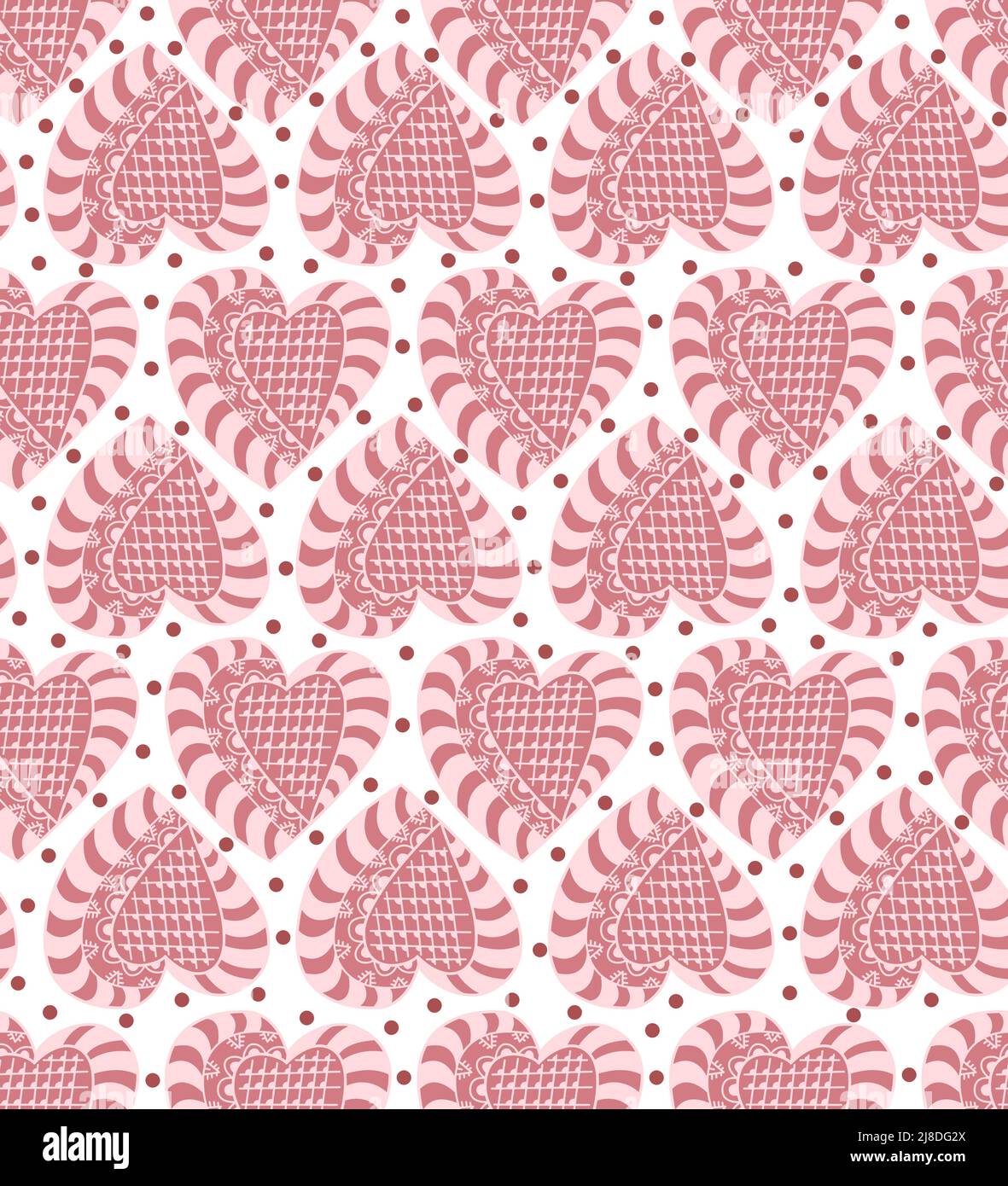 Seamless pattern hearts with ornament Decorative heart loopable design ...