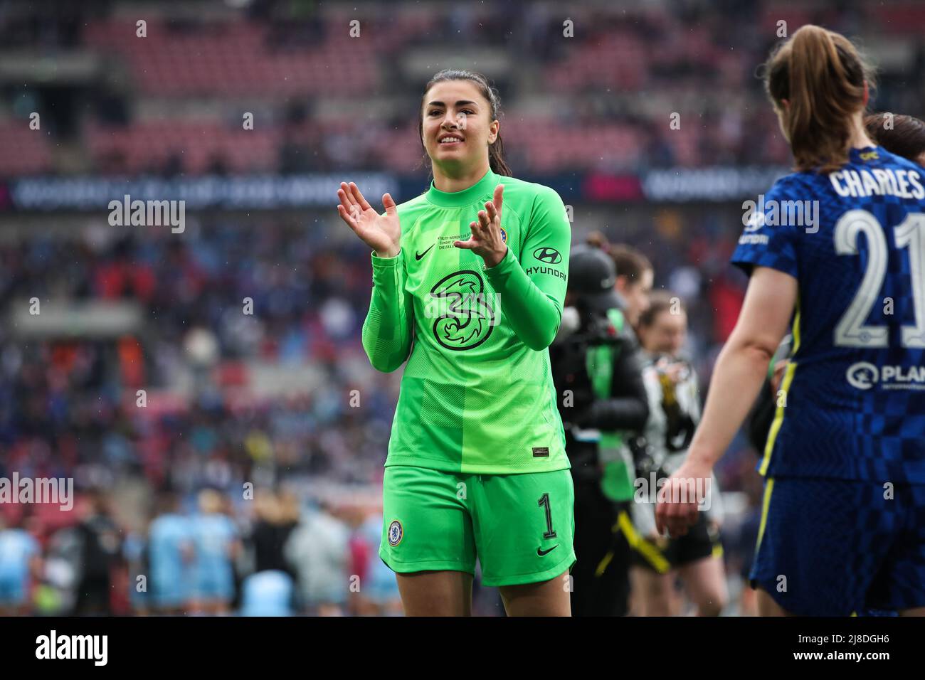 London, England, 15th May 2022. Zecira Musovic of Chelsea celebrates ...
