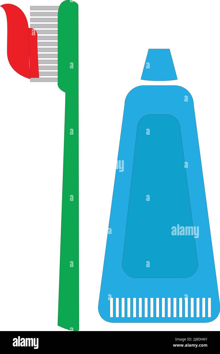 toothpaste and toothbrush vector illustration. on white background ...