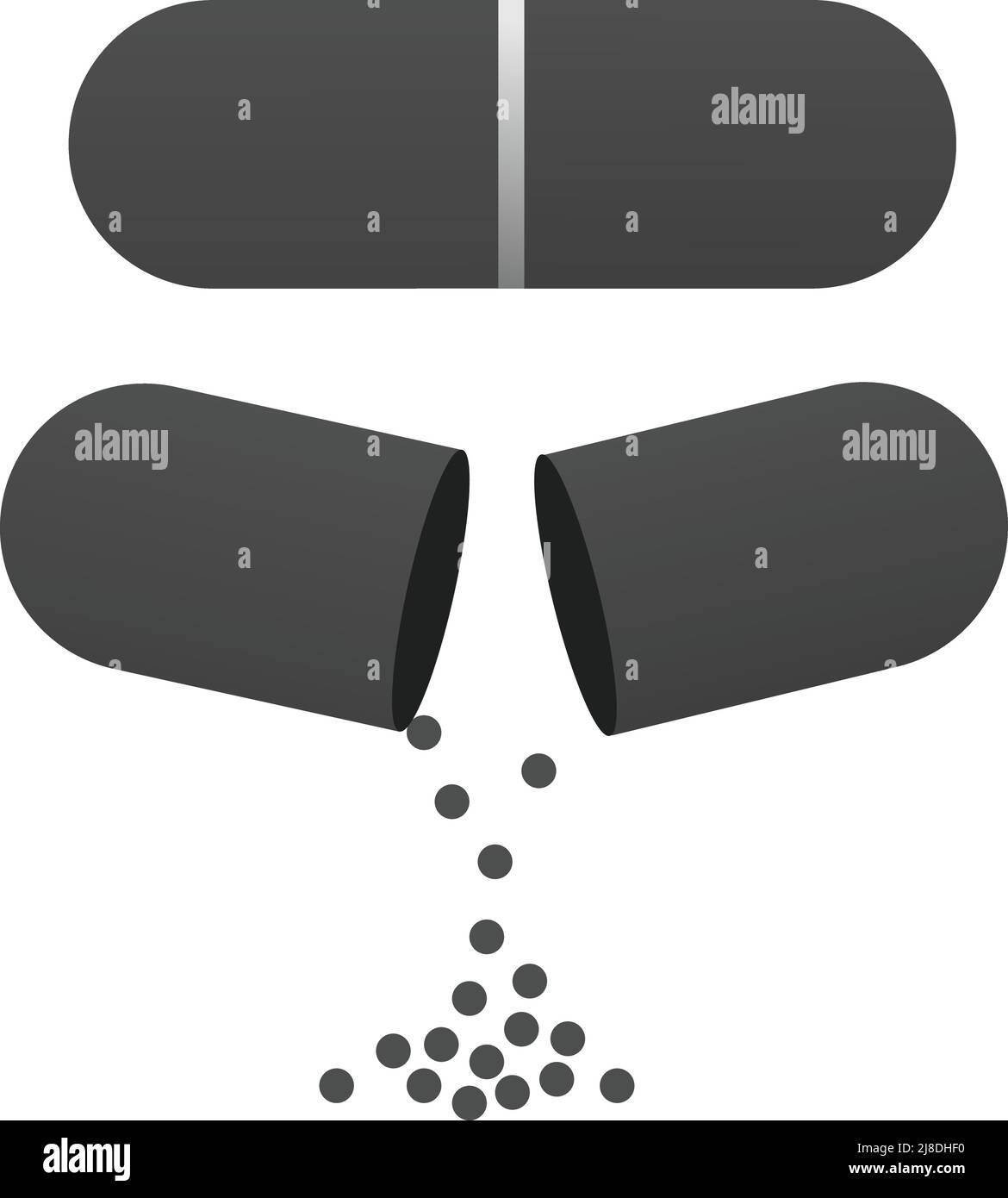 Open capsule pill icon cartoon Black and White Stock Photos & Images ...