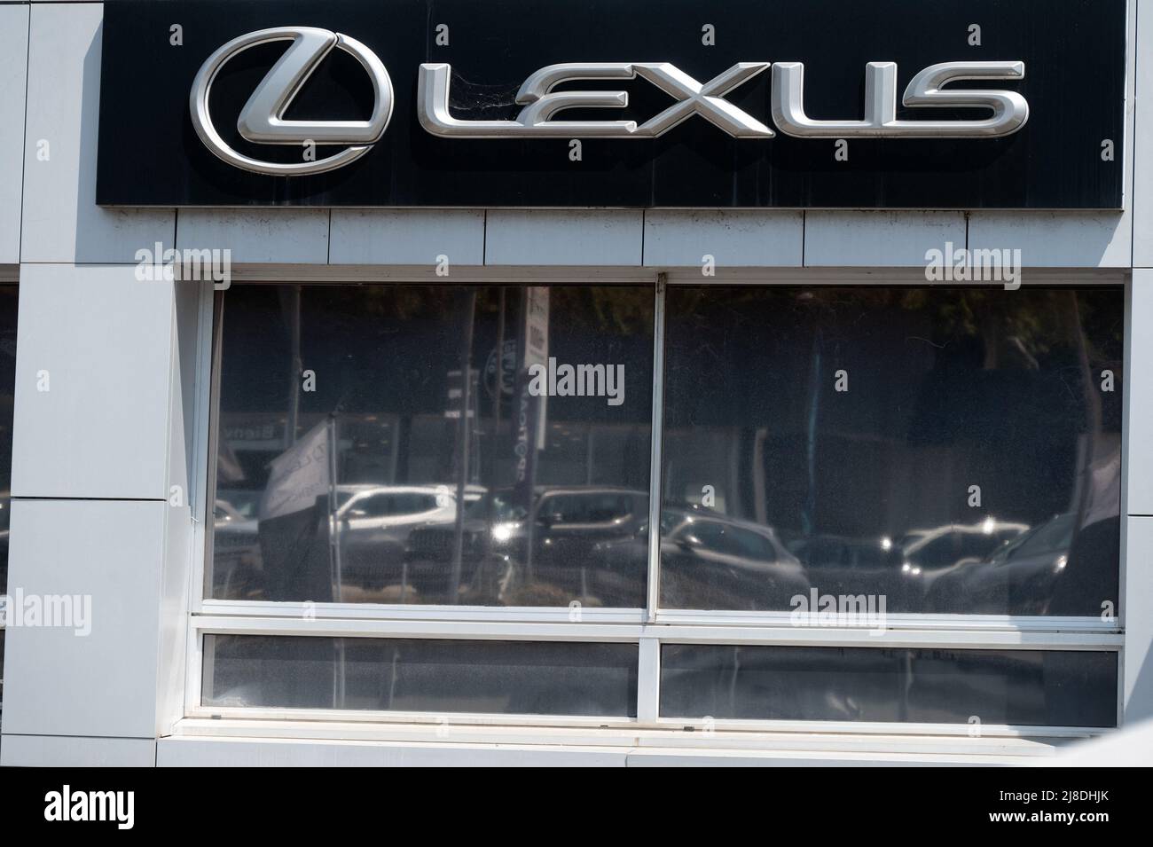 A shop sign of LEXUS, on May 15, 2022 in Cannes, France. Photo by David ...