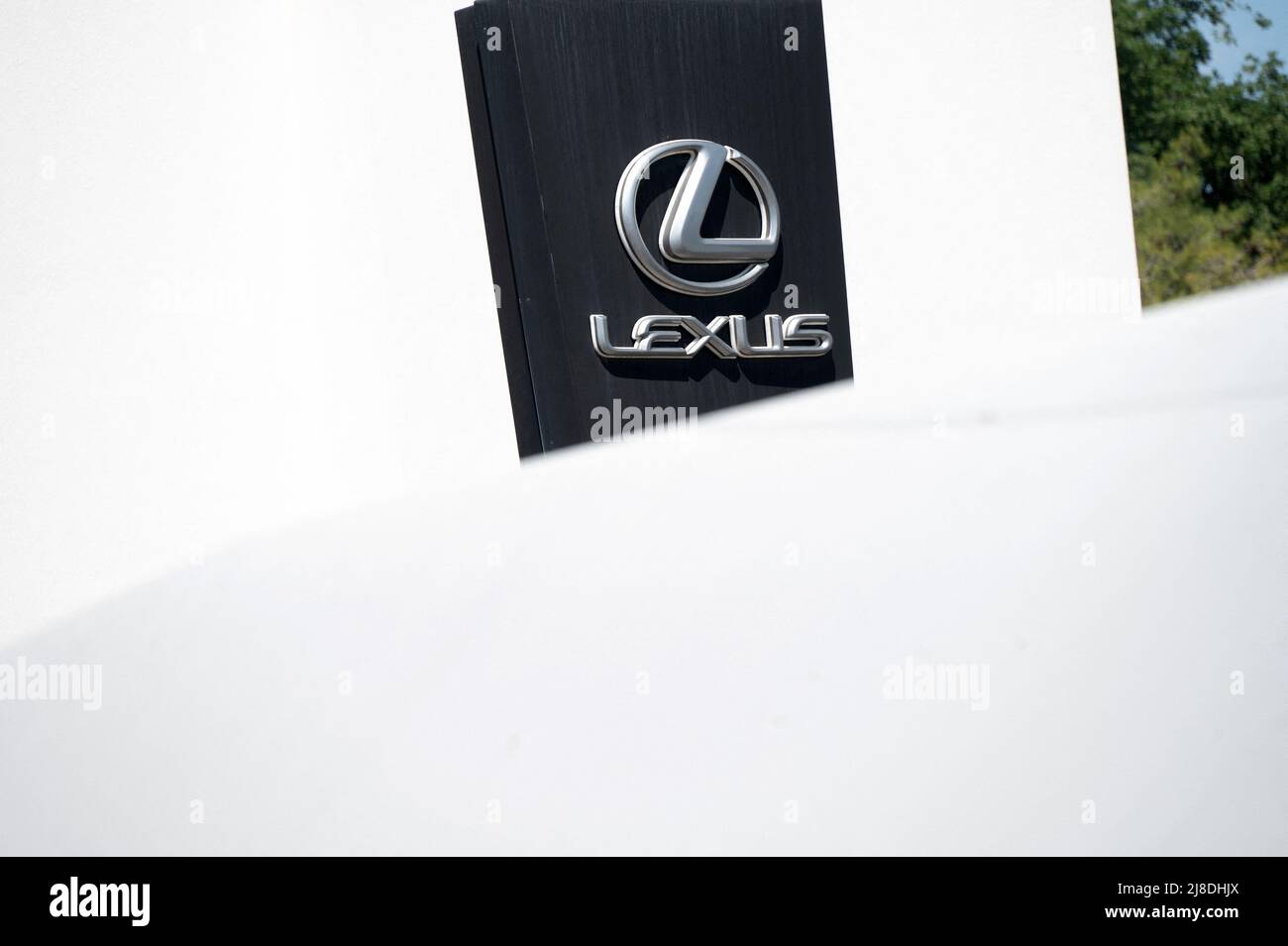 A shop sign of LEXUS, on May 15, 2022 in Cannes, France. Photo by David ...
