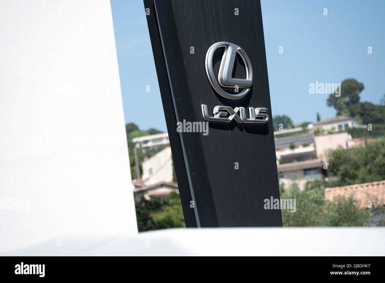 A shop sign of LEXUS, on May 15, 2022 in Cannes, France. Photo by David ...