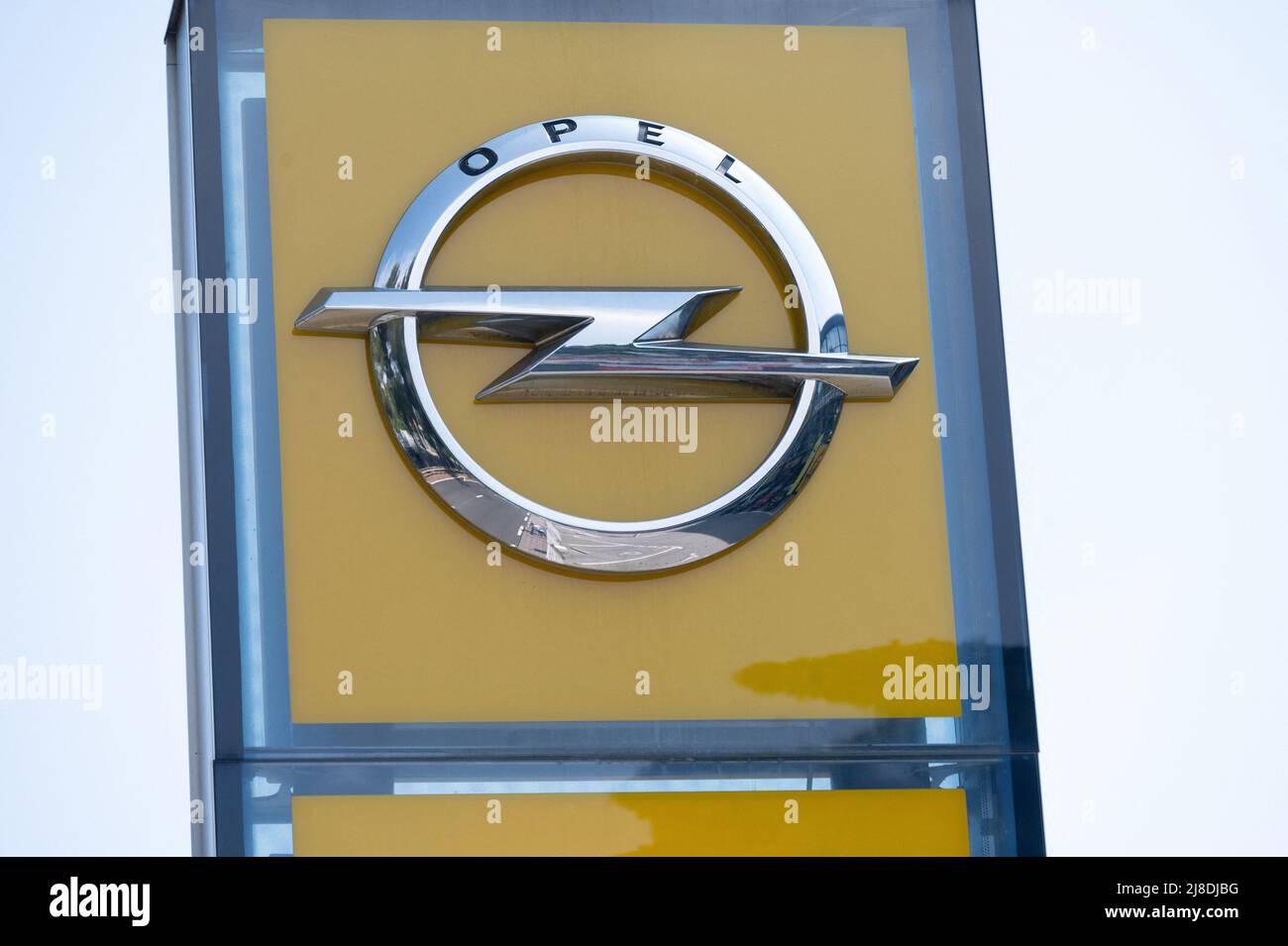 A shop sign of OPEL, on May 15, 2022 in Cannes, France. Photo by David ...