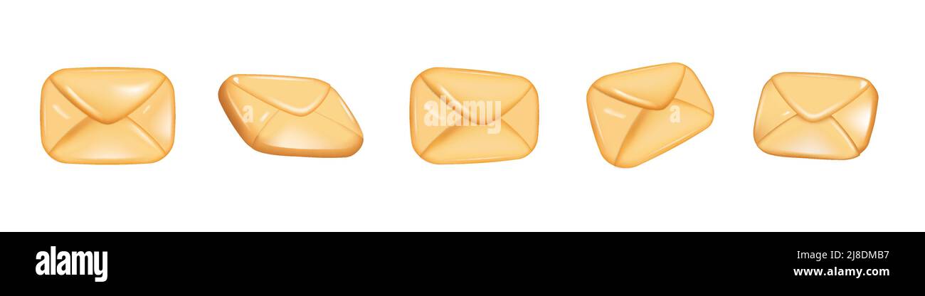 3d set of envelopes isolated on white background. Trendy modern vector ...