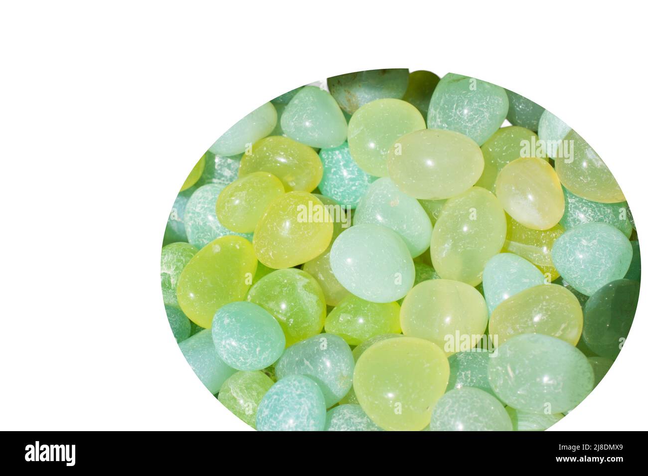 Colorful semi-precious stones. Different shapes rock pebbles. Semi ...