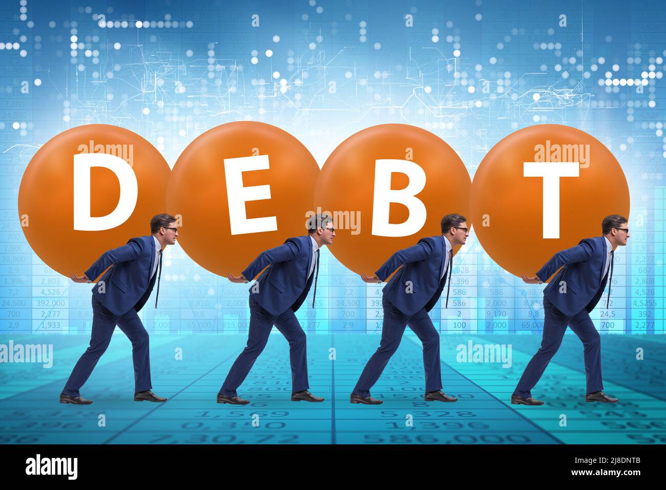 Businessmen in load and debt concept Stock Photo - Alamy
