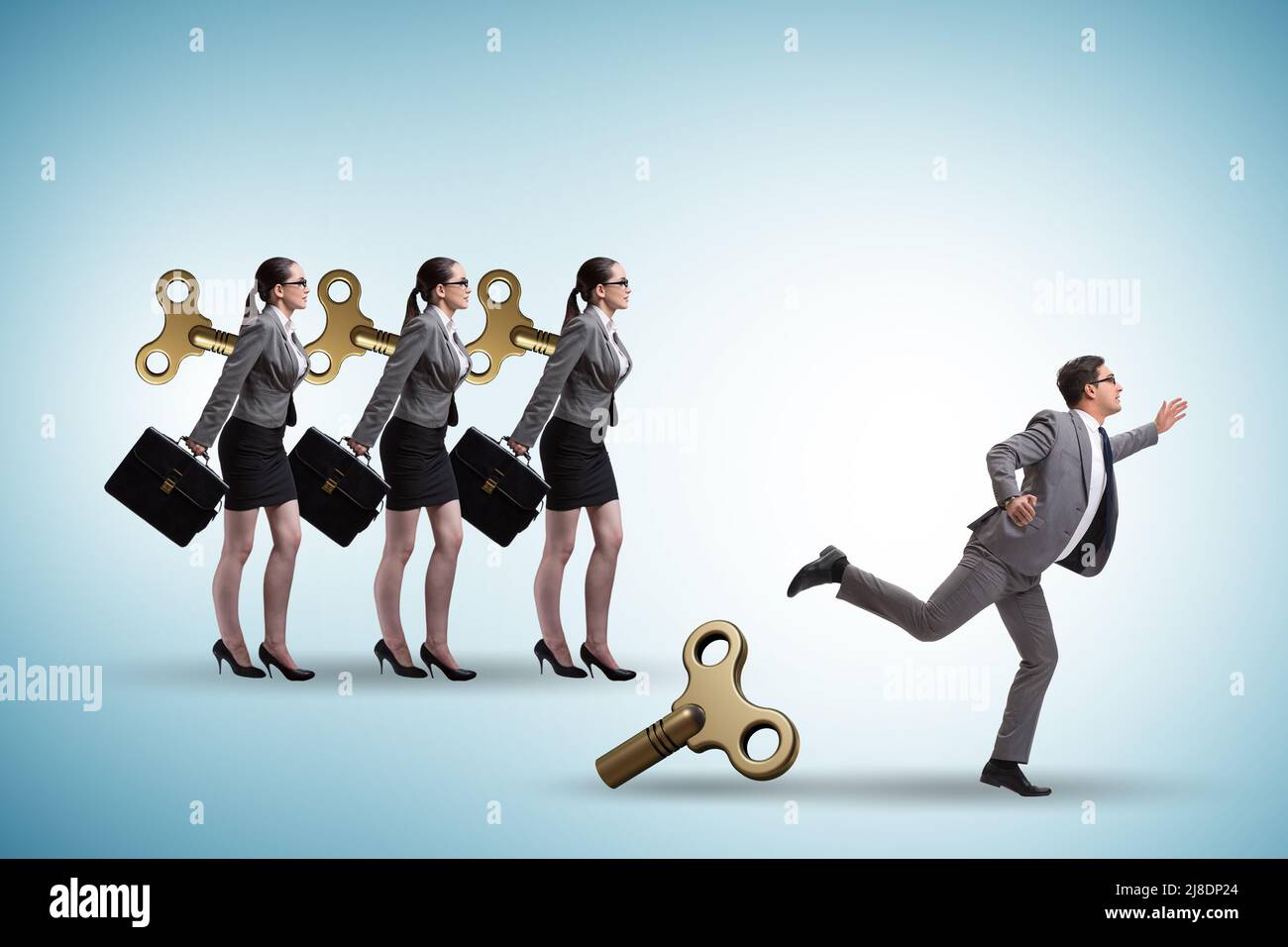 Concept of businessman escaping from the office routine Stock Photo - Alamy