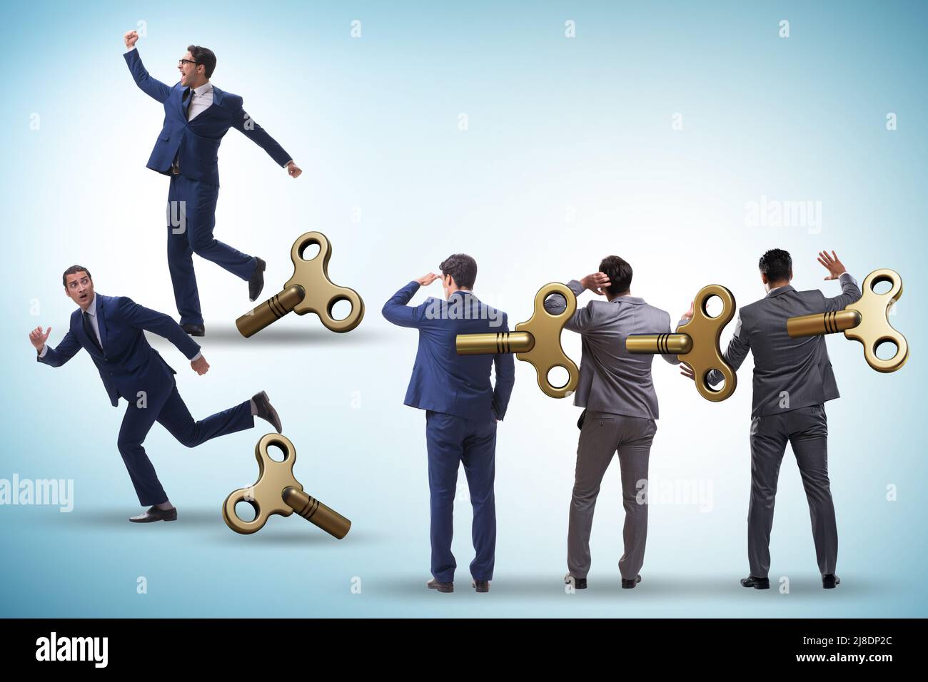 Concept of businessman escaping from the office routine Stock Photo - Alamy